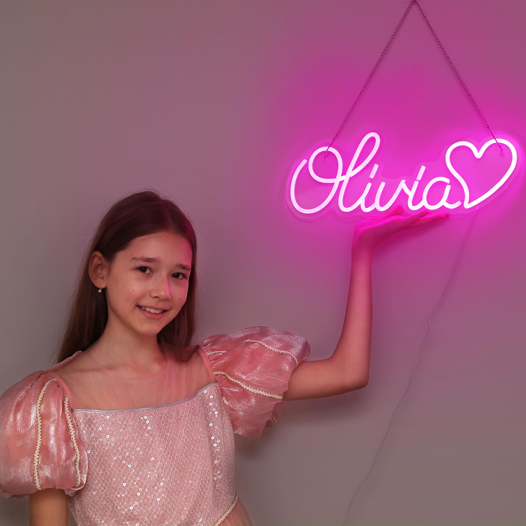 SHENEON Olivia Neon Sign Personalized LED Name Neon Light for Kids ...