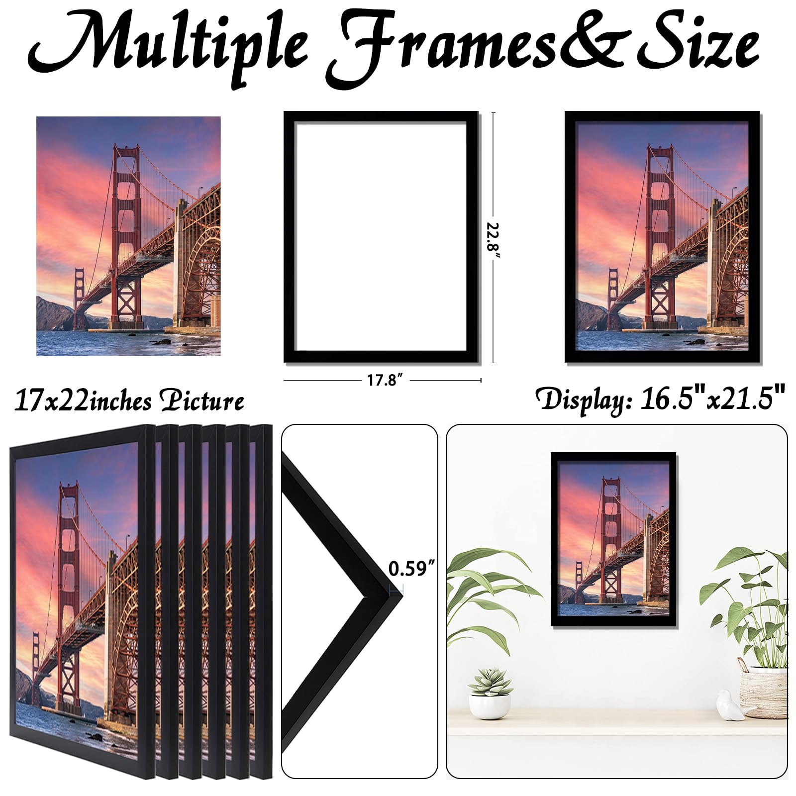 ijuerybai 6 Sets 17x22 Picture Frame, Frames for 17 x 22 Canvas Collage ...