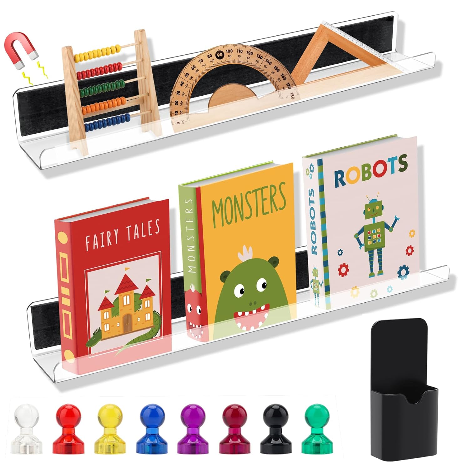 Amazon.com: COITEK 2Pack Magnetic Book Shelve, 17 in Magnetic Book ...