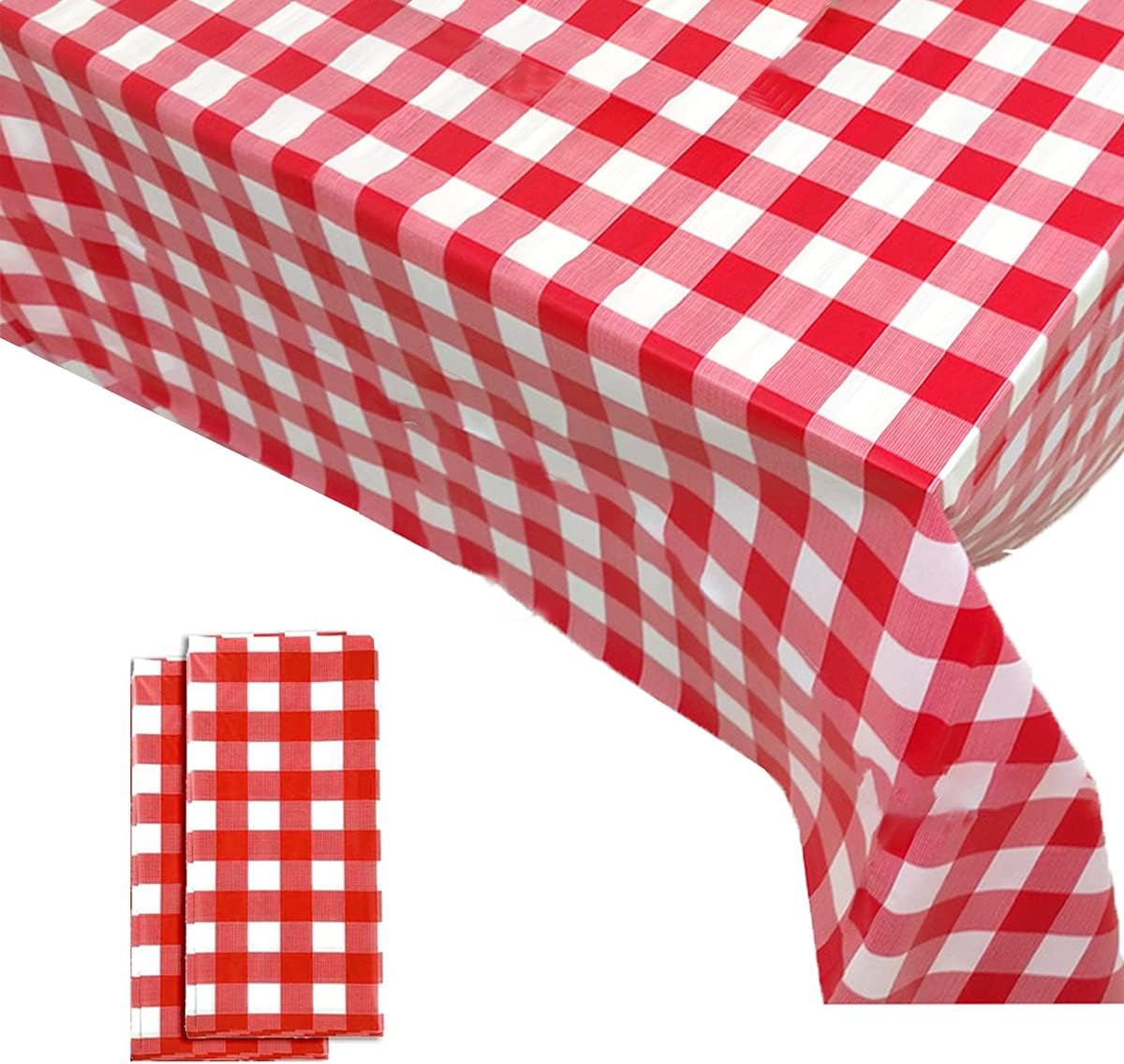 Amazon.com: Red and White Vinyl Table Cloth with Flannel Backing by ...