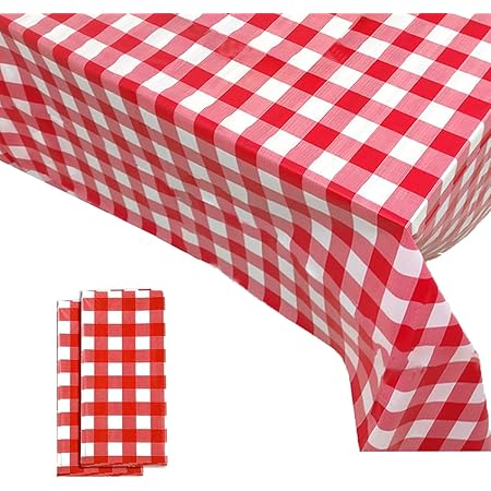 Amazon.com: Pack of 4 Plastic Red and White Checkered Tablecloths - 4 ...