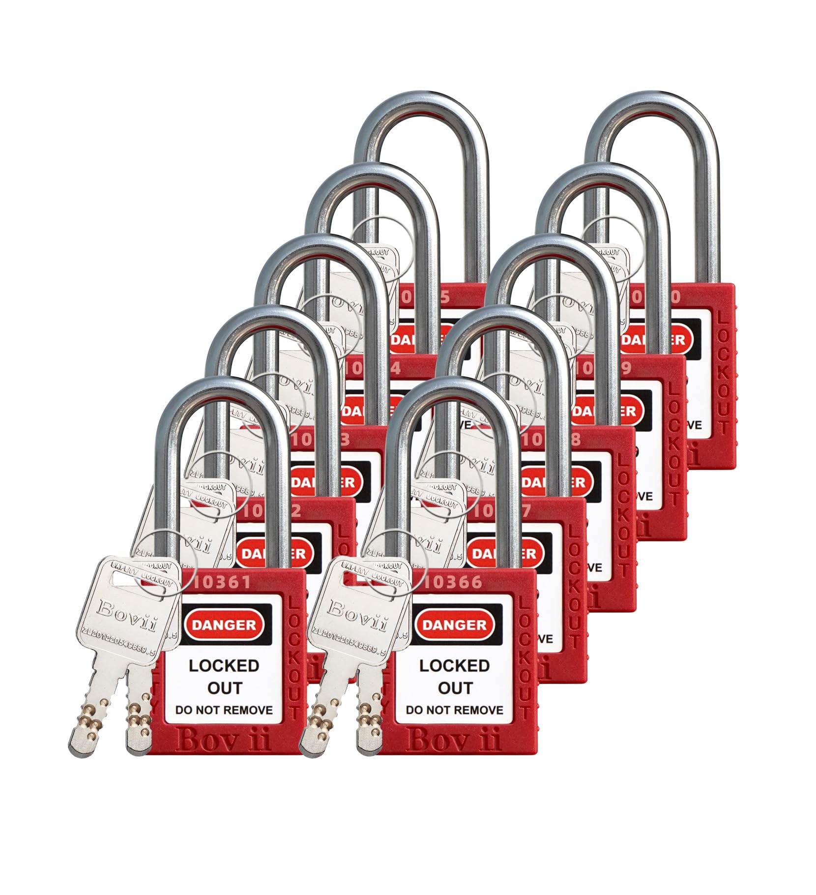 Boviisky 10 Red Lockout Tagout Locks Set, Loto Locks Keyed Different, 2 ...