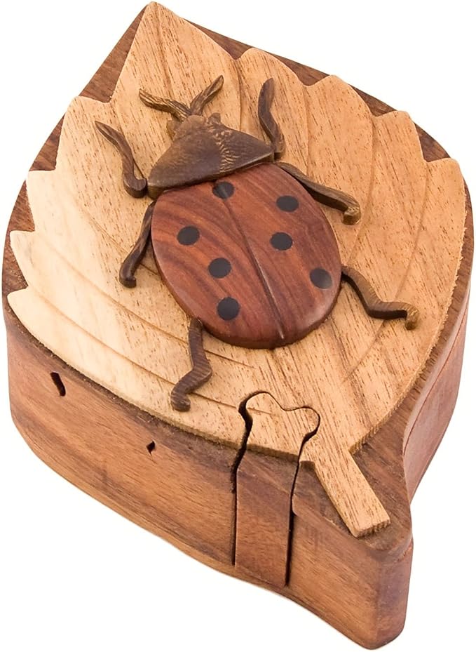 Amazon.com: Ladybug Handmade Carved Wood Intarsia Puzzle Box
