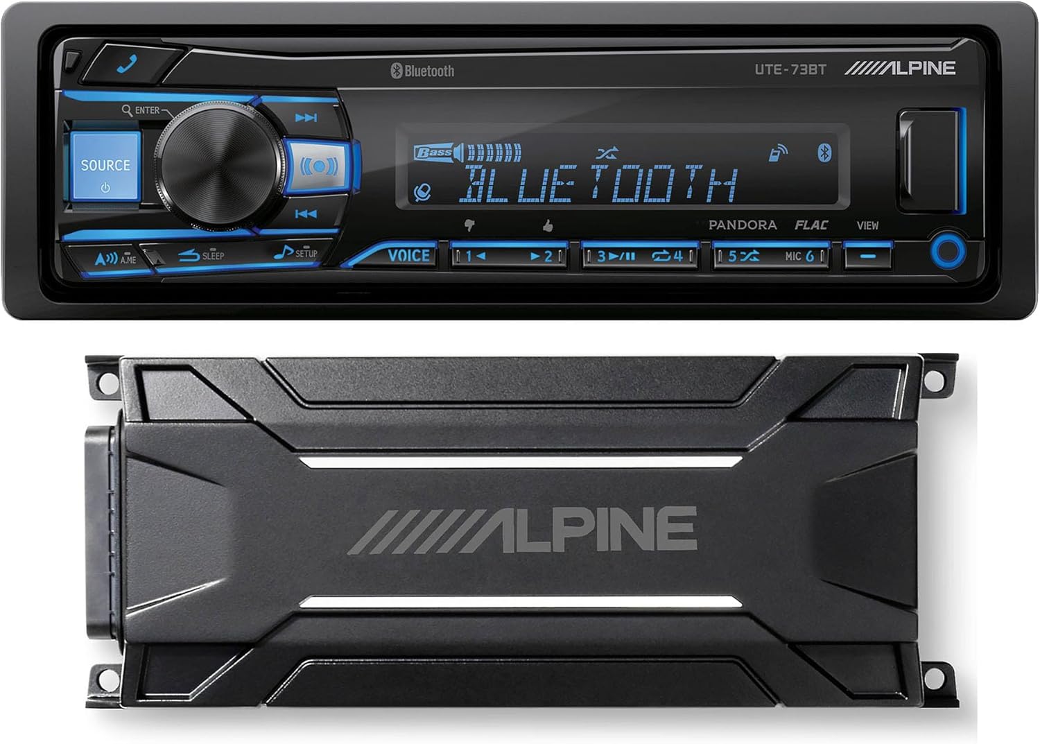 Amazon.com: Alpine UTE-73BT Receiver & KTA-30MW Mono Weather Resistant ...