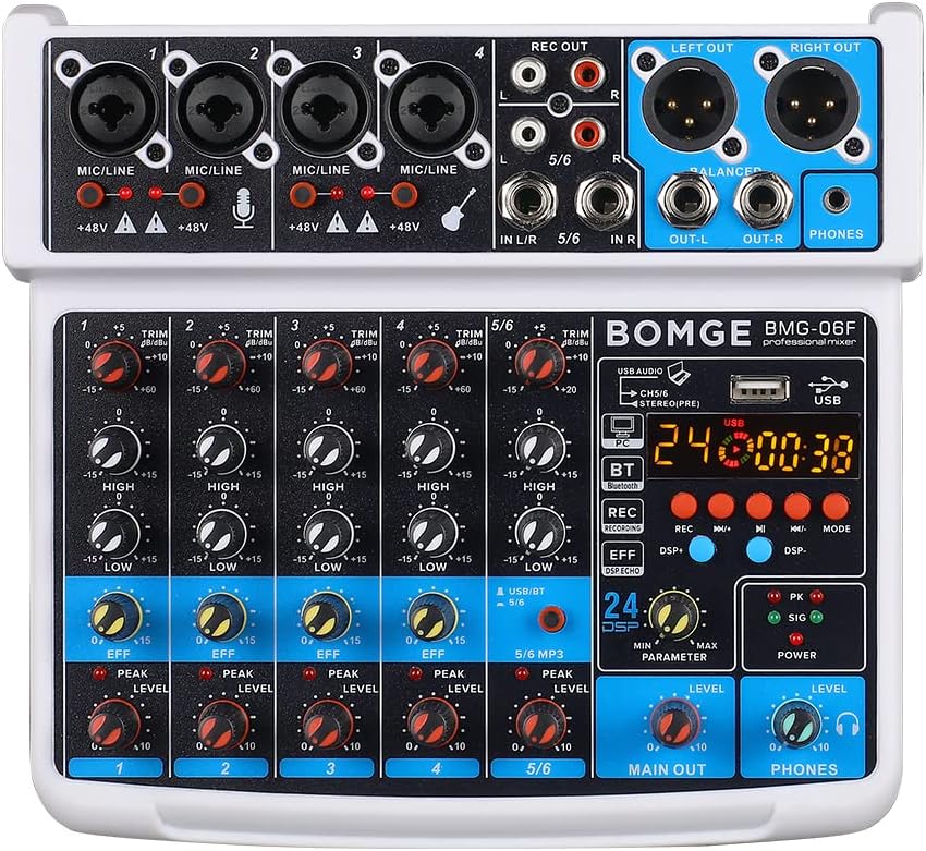 Aveek Audio Mixer, Console de mixage sonore avec 5 canaux, USB ...