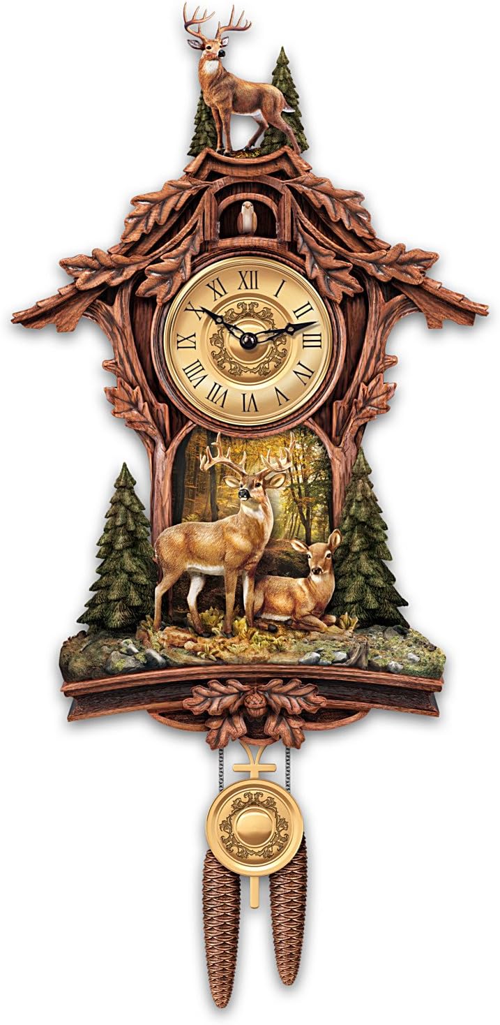 Amazon.com: The Bradford Exchange Whitetail Deer Gathering Cuckoo Clock ...