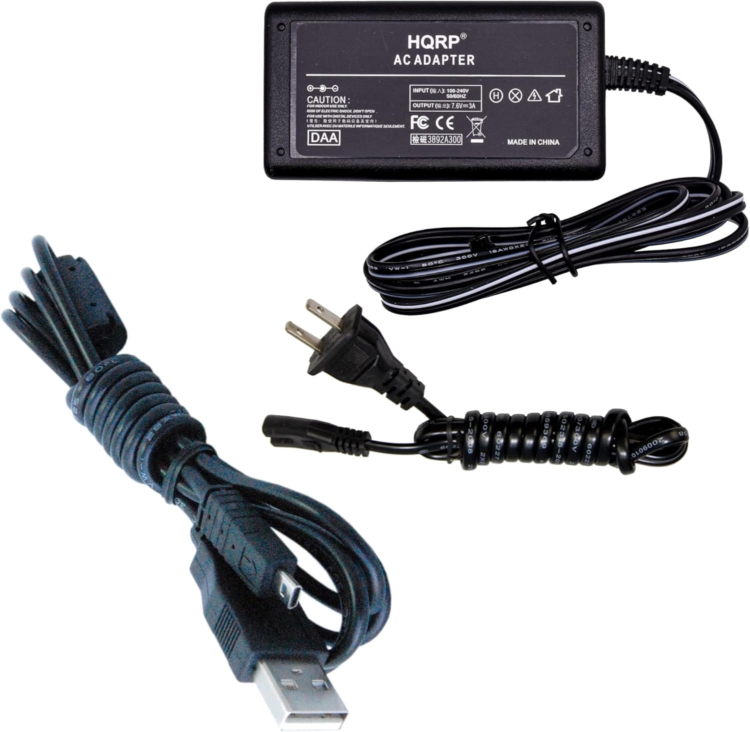 Amazon.com: HQRP Bundle AC Power Adapter and USB Cable Compatible with ...