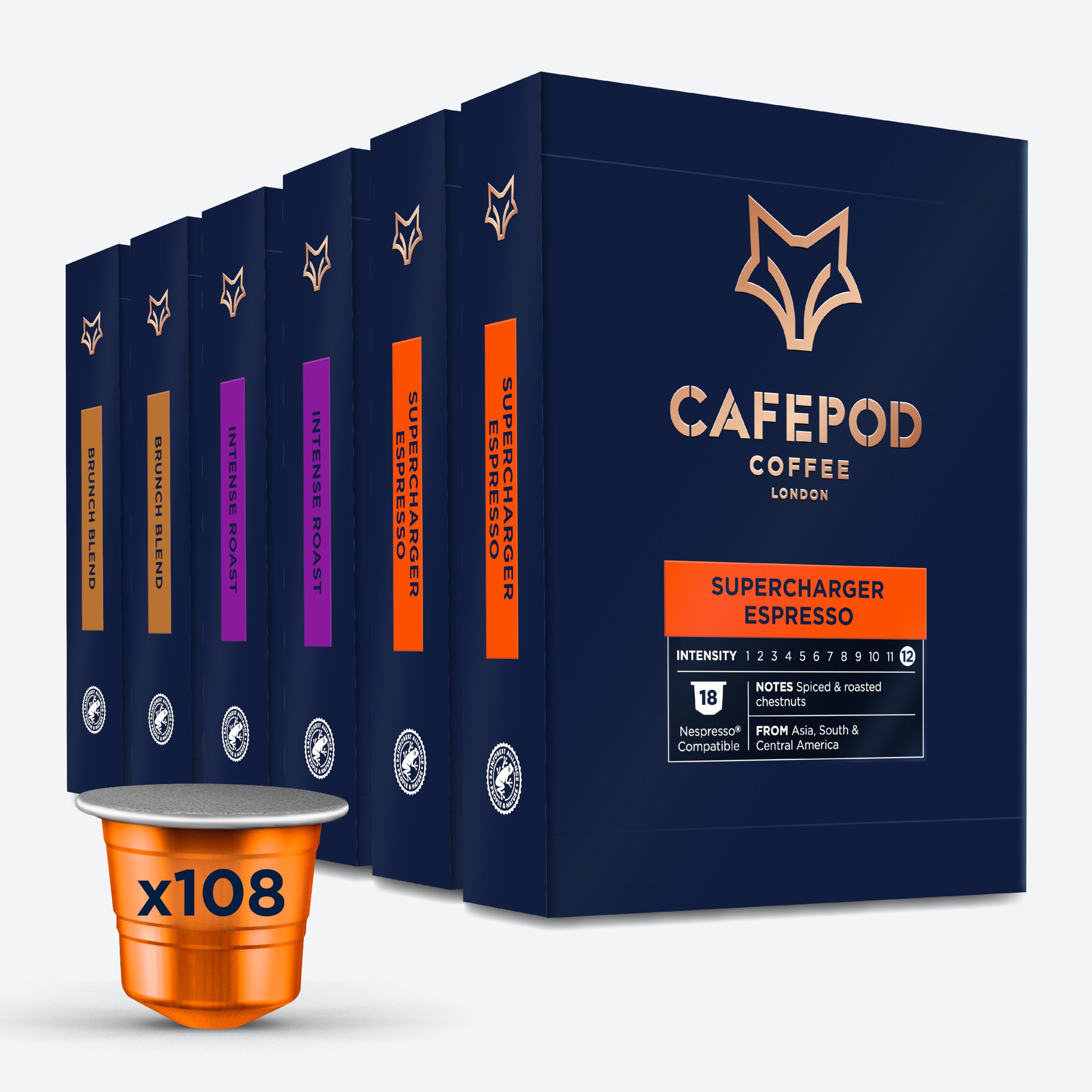 CafePod Coffee Pods Variety Pack 108 Aluminium Capsules : Amazon.co.uk ...