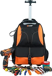 Wheeled Rolling Tool Bag with Multi-Use Pocket Electrician Construction ...