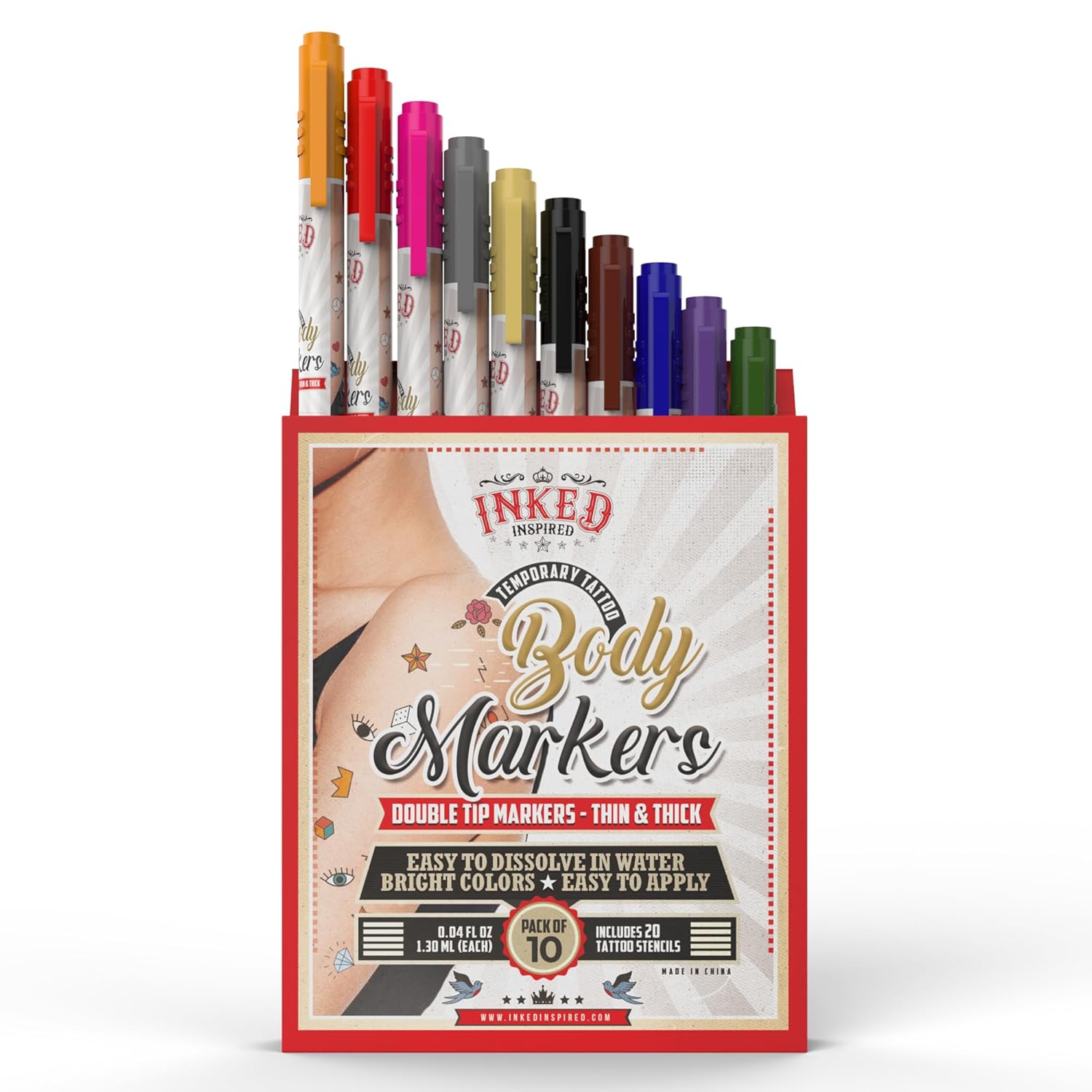 Amazon.com : Inked Inspired Temporary Tattoo Markers For Skin - Temporary Tattoo Pens With ...
