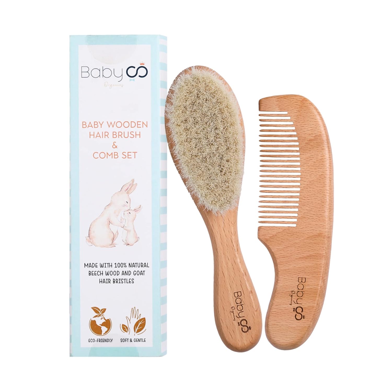 Baby Co Organics Baby Ultra-Premium Wooden Hair Comb + Wooden Hair ...