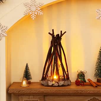 BVI BOOMERVIVI Wooden Campfire Night Lights, Creative Log Lamp with 3 ...