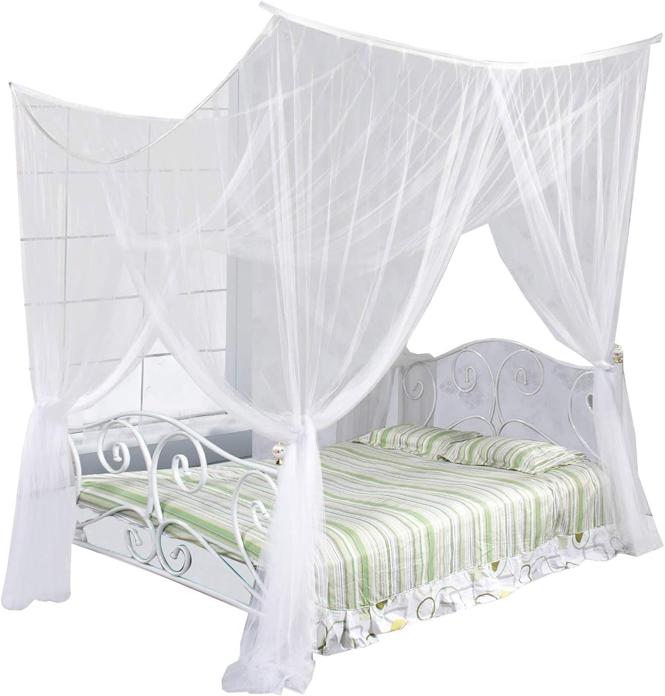 Amazon.com: Just Relax Four Corner Post Decorative Elegant Bed Net ...