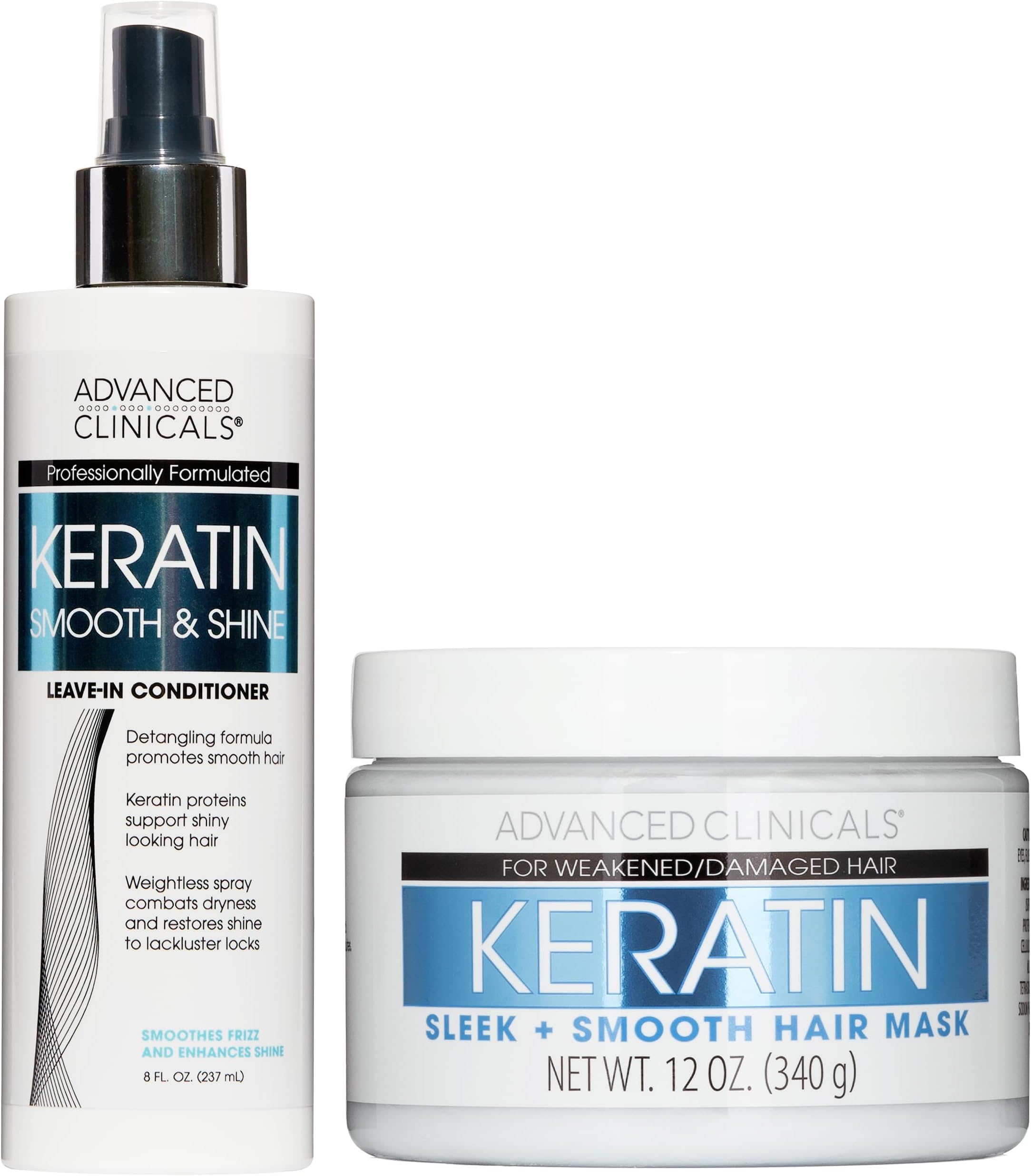 Amazon.com : Advanced Clinicals Keratin Hair Mask Treatment + Detangler ...