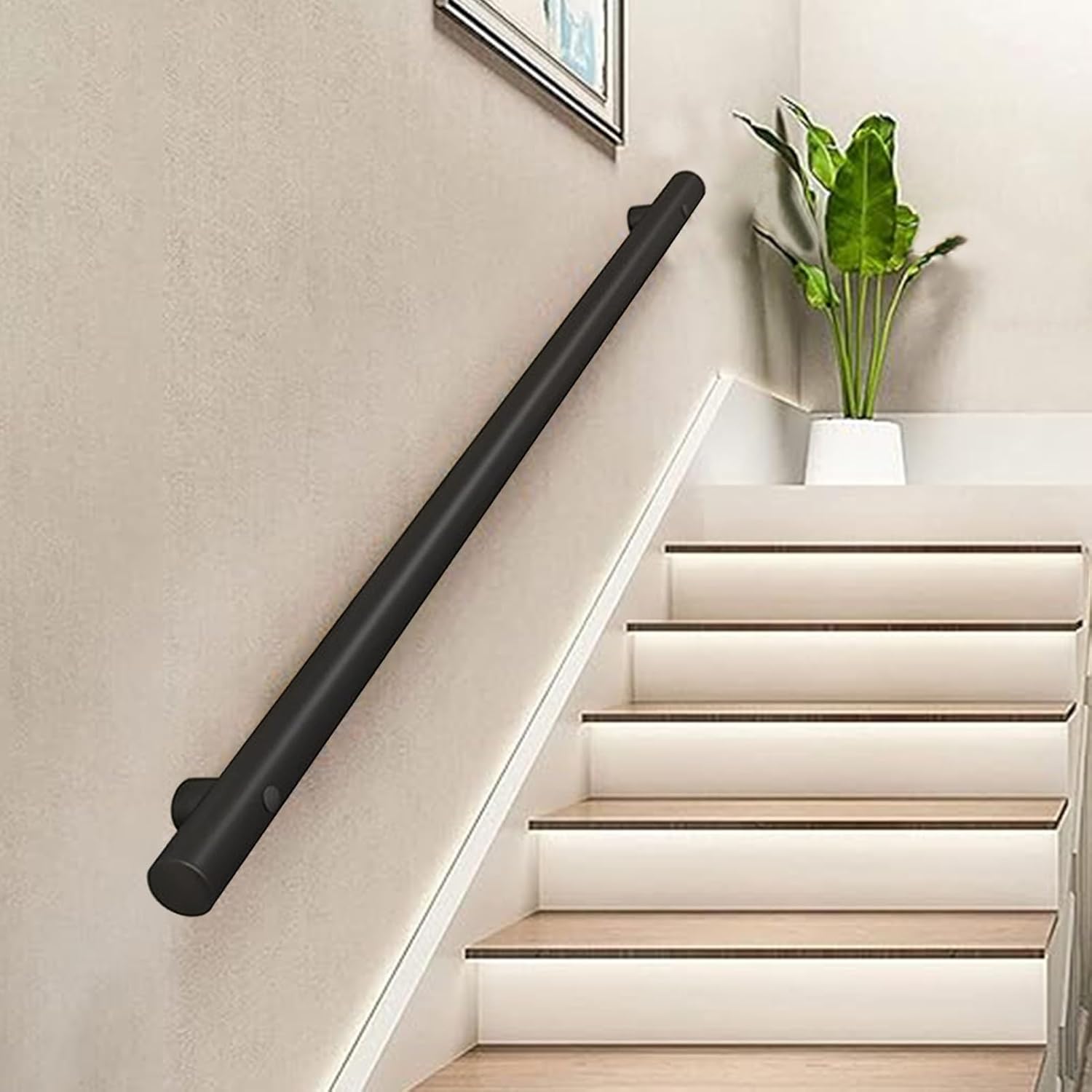 Stainless Steel Staircase Handrail, Black Round Pipe Stair Railings ...