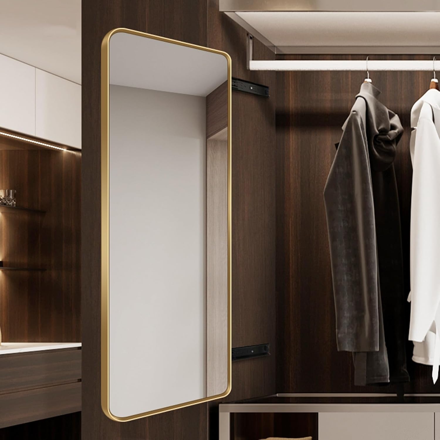 Amazon.com: Wardrobe Pull-Out Mirror, Built-in Invisible Dressing ...