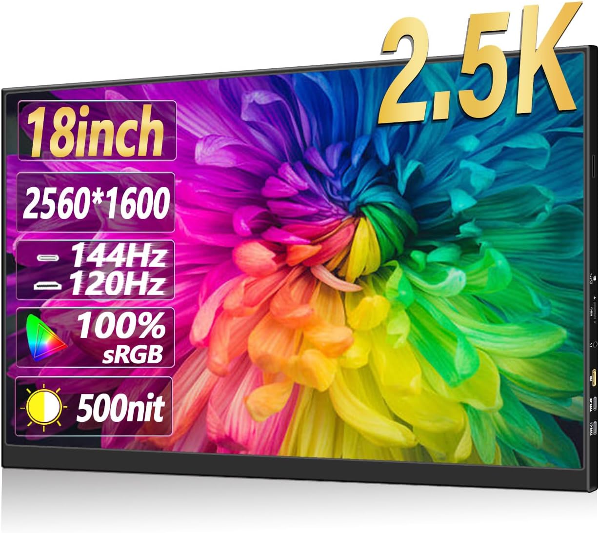 Amazon.com: Bewinner 16:10 Portable Monitor - 144HZ 2.5K Ultra HD 18 ...