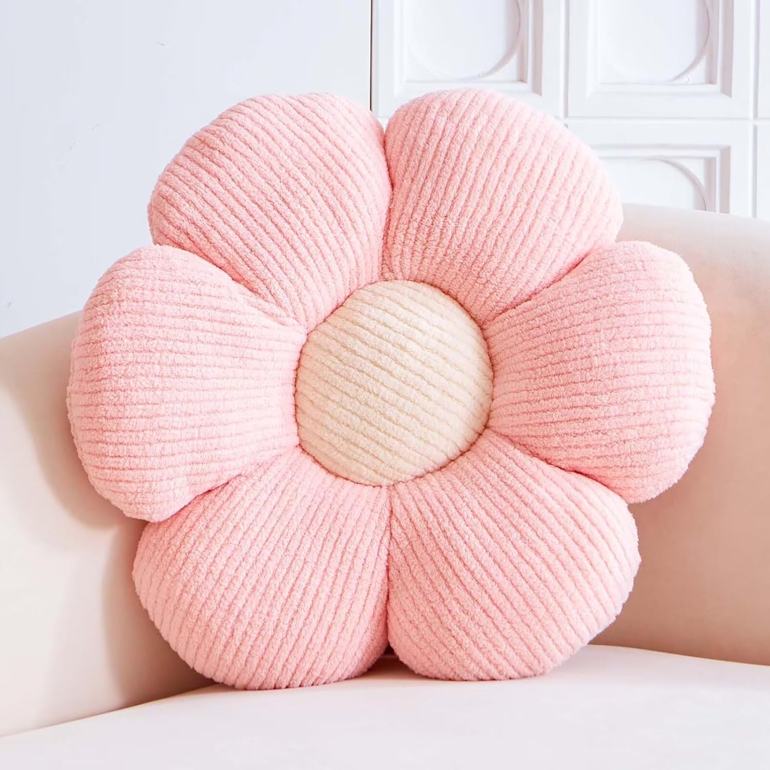VBGYA Pink Flower Decorative Throw Pillows, Cute Daisy Shaped Plush ...