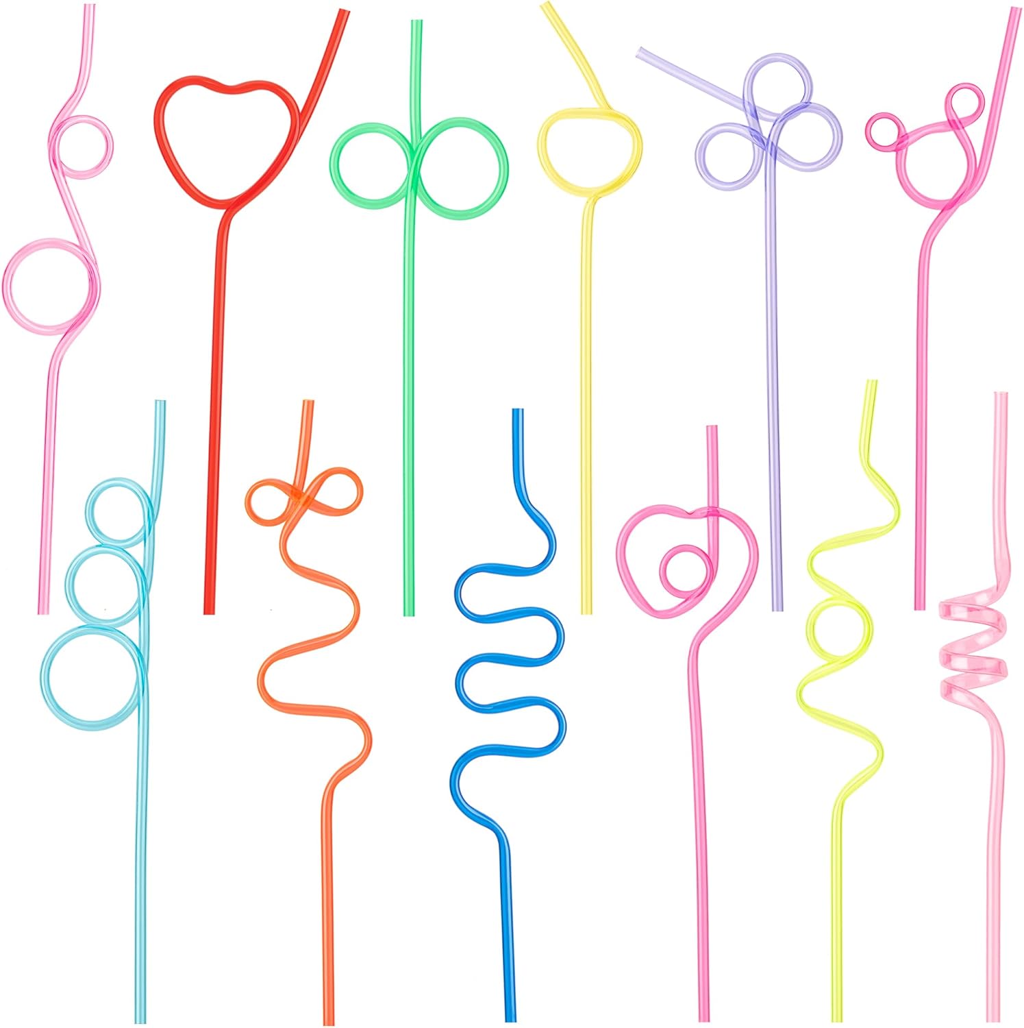 Amazon.com: Soledea 12 Pcs Crazy Silly Straws for Kids &Adults,Reusable ...
