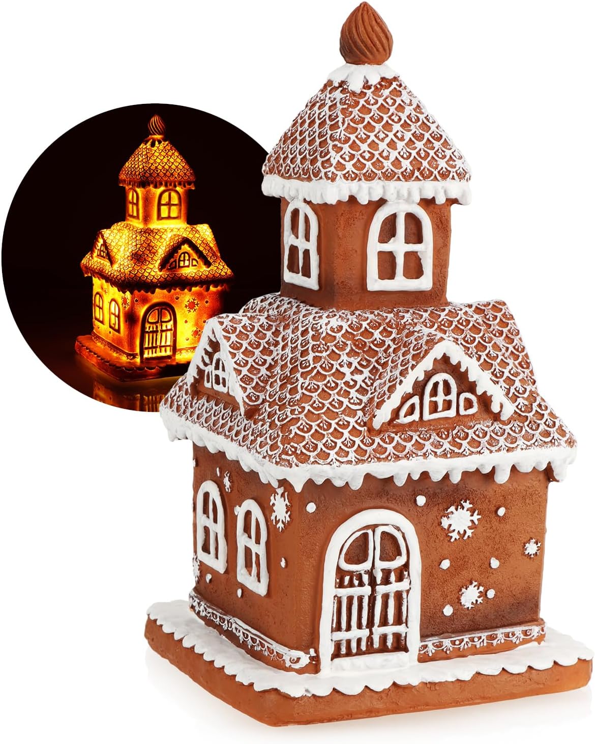com-four® Light house in gingerbread look 25 cm - Gingerbread house ...