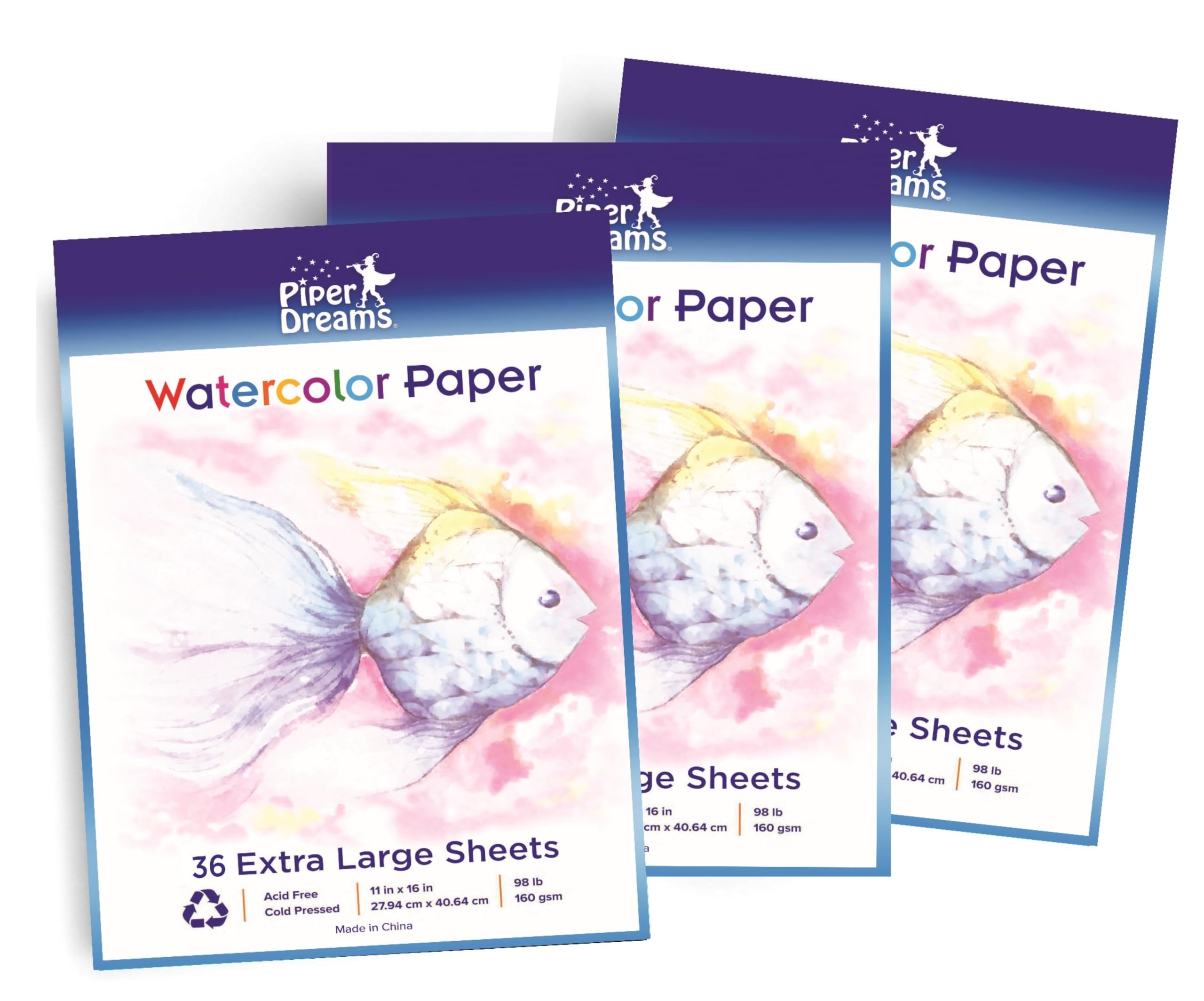 Amazon.com: 3 Pack - Total of 108 Sheets of Premium Quality Watercolor ...