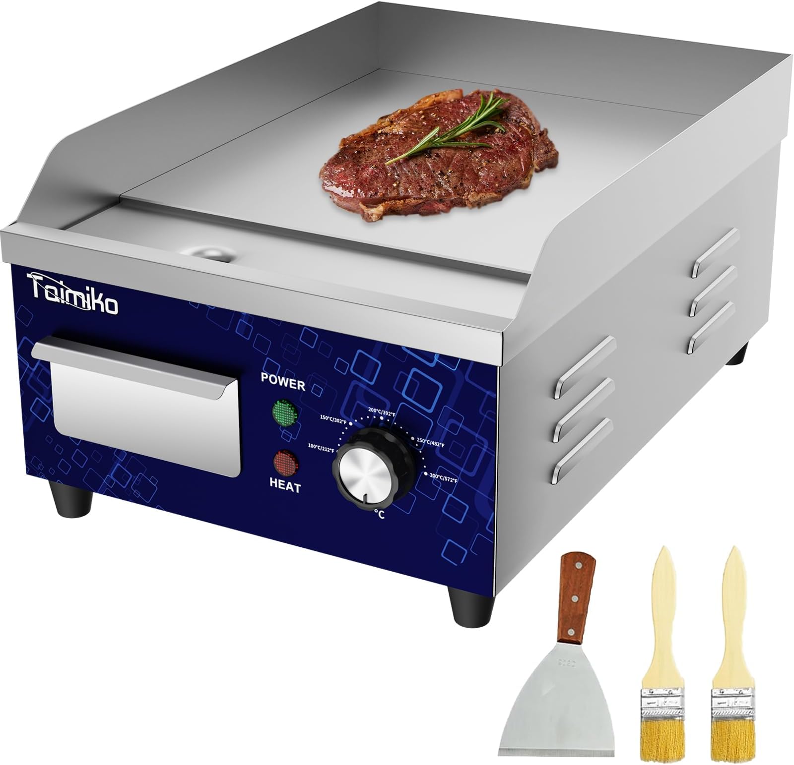 TAIMIKO Commercial Electric Griddle Countertop Stainless Steel Hot ...
