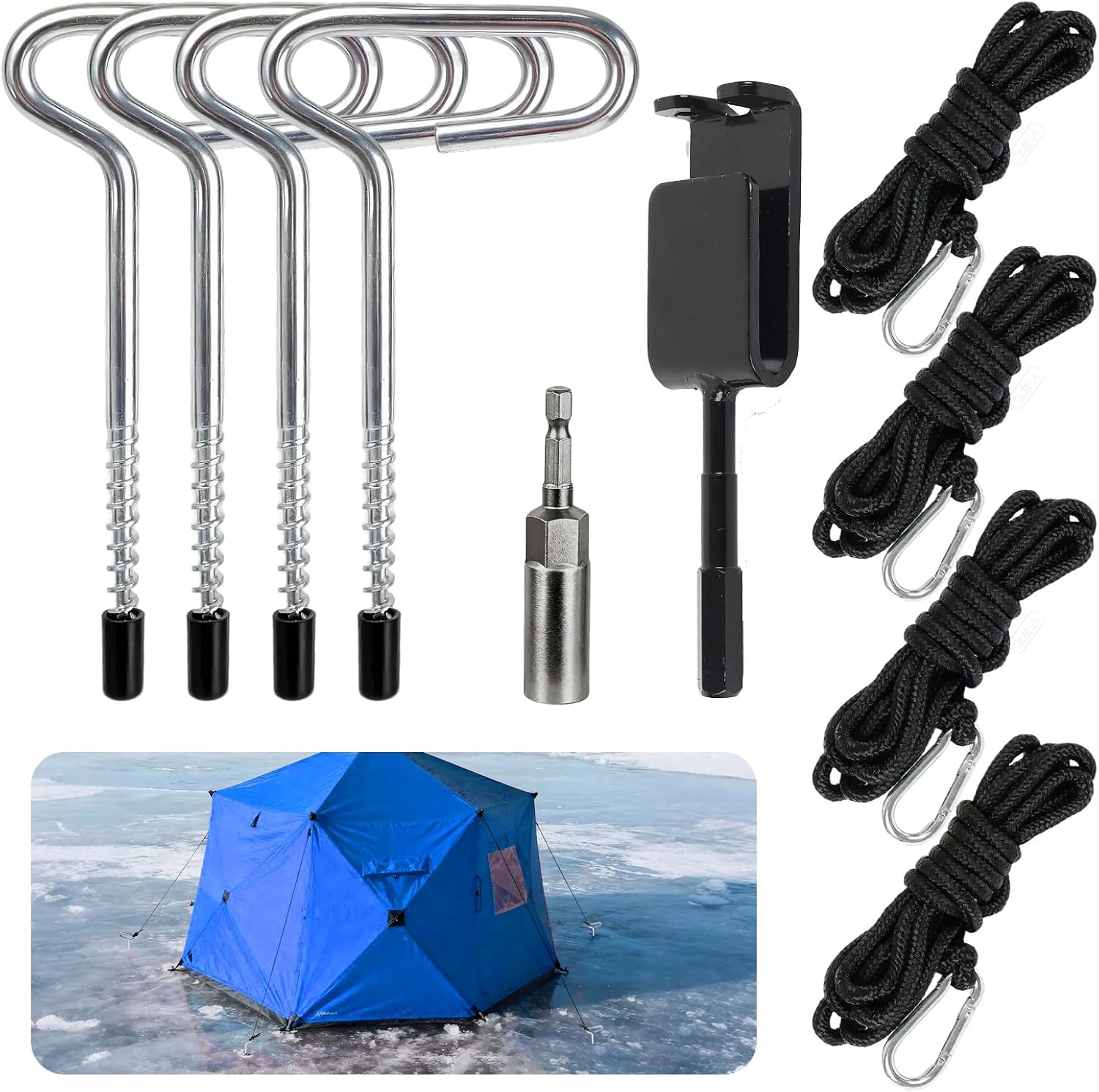 Amazon.com : YIYIREA Universal Ice Anchor Tool Kit – Heavy-Duty Ice ...