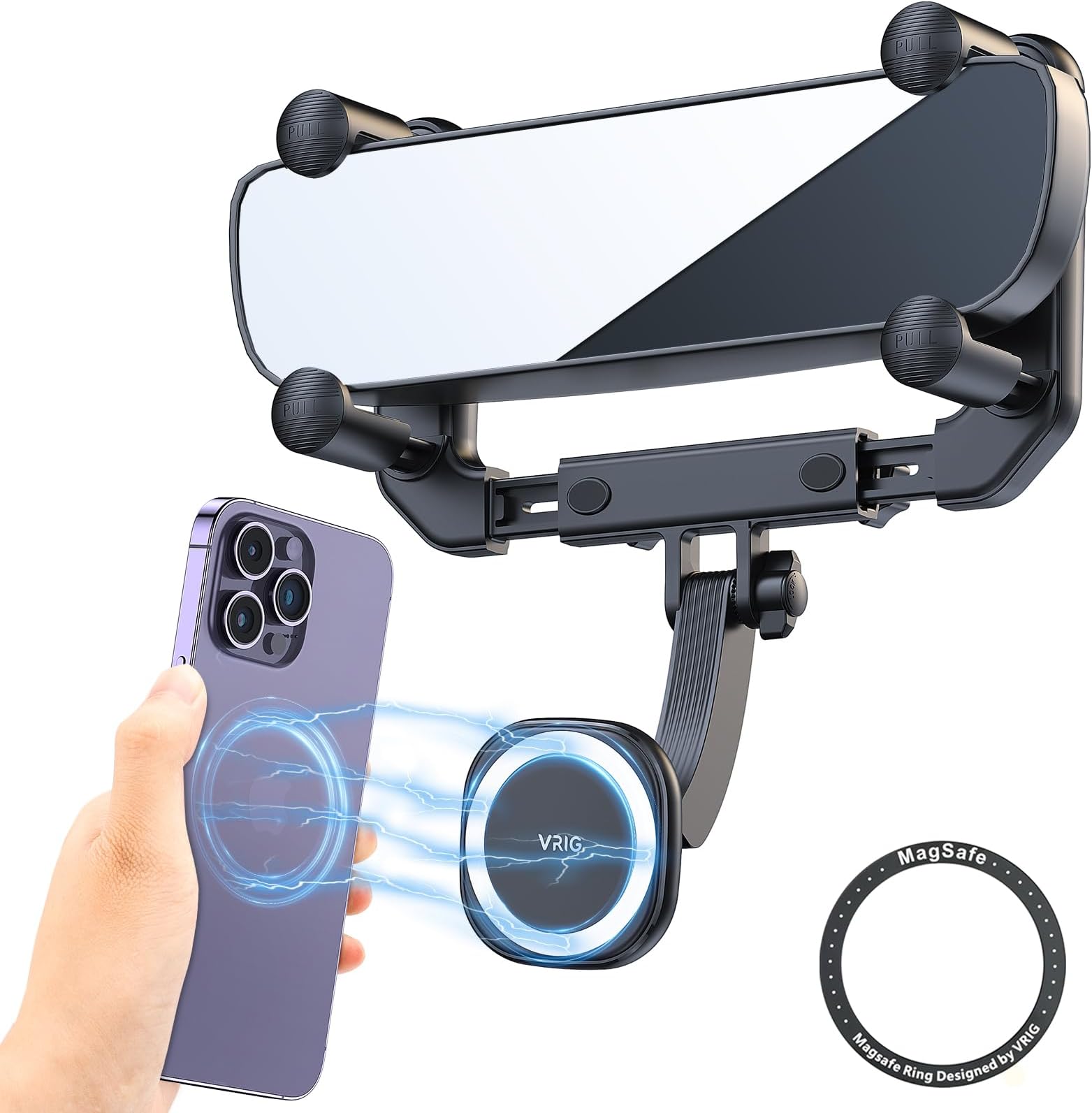 Amazon.com: WUITIN for Magsafe Car Mount, Rear View Mirror Phone Holder ...