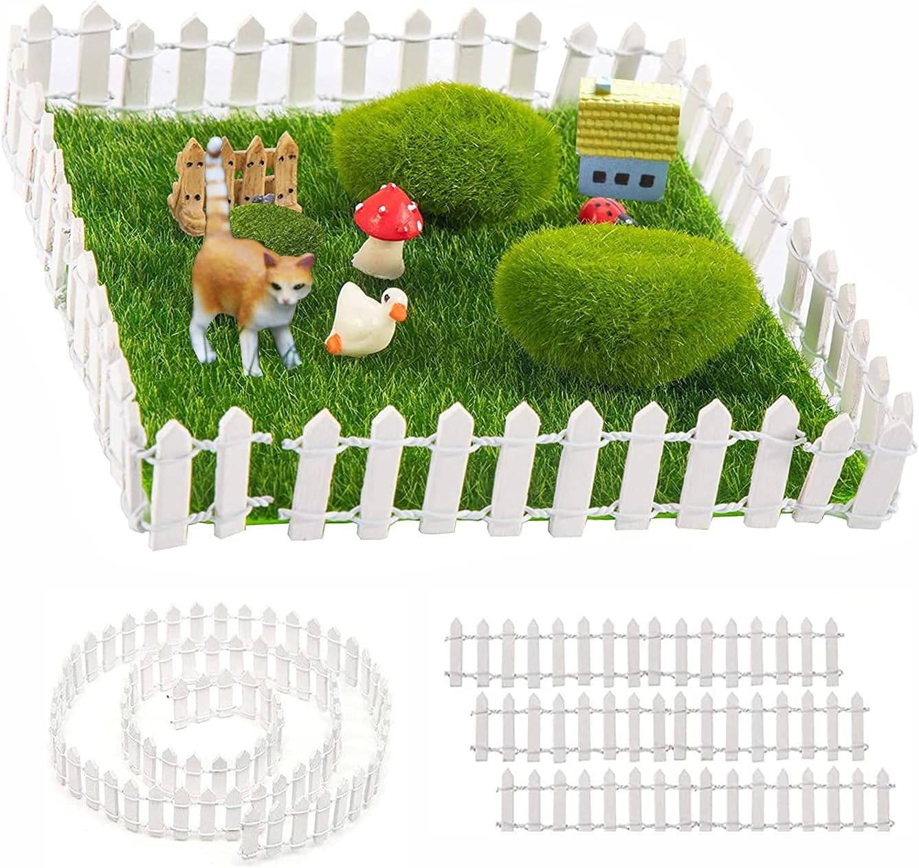 Amazon.com : Miniature Dollhouse Fairy Garden Fence Decorative Picket ...