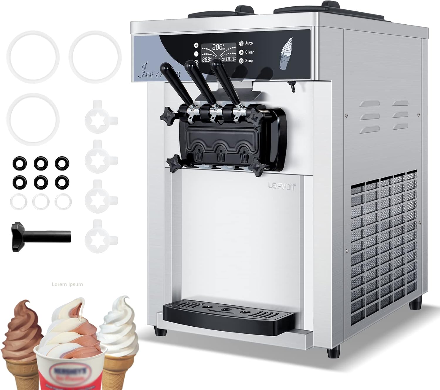 LEEVOT Gelatiera Elettrica Professionale per Gelati, macchina per ...