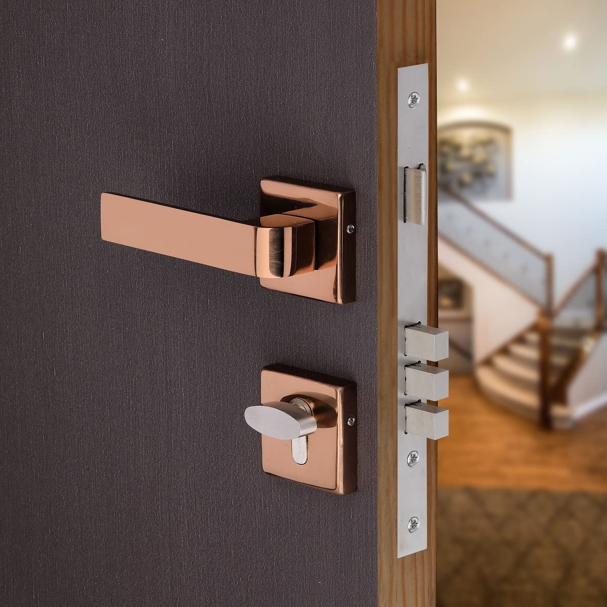 WSKART Set of 1 Classic Stainless Steel Mortise Rose Door Handle Lock ...