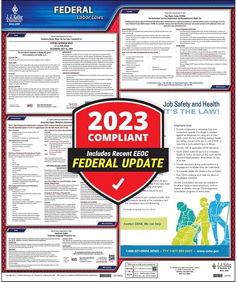 Amazon.com: Federal Labor Law Poster w/o FMLA Notice, English - OSHA ...