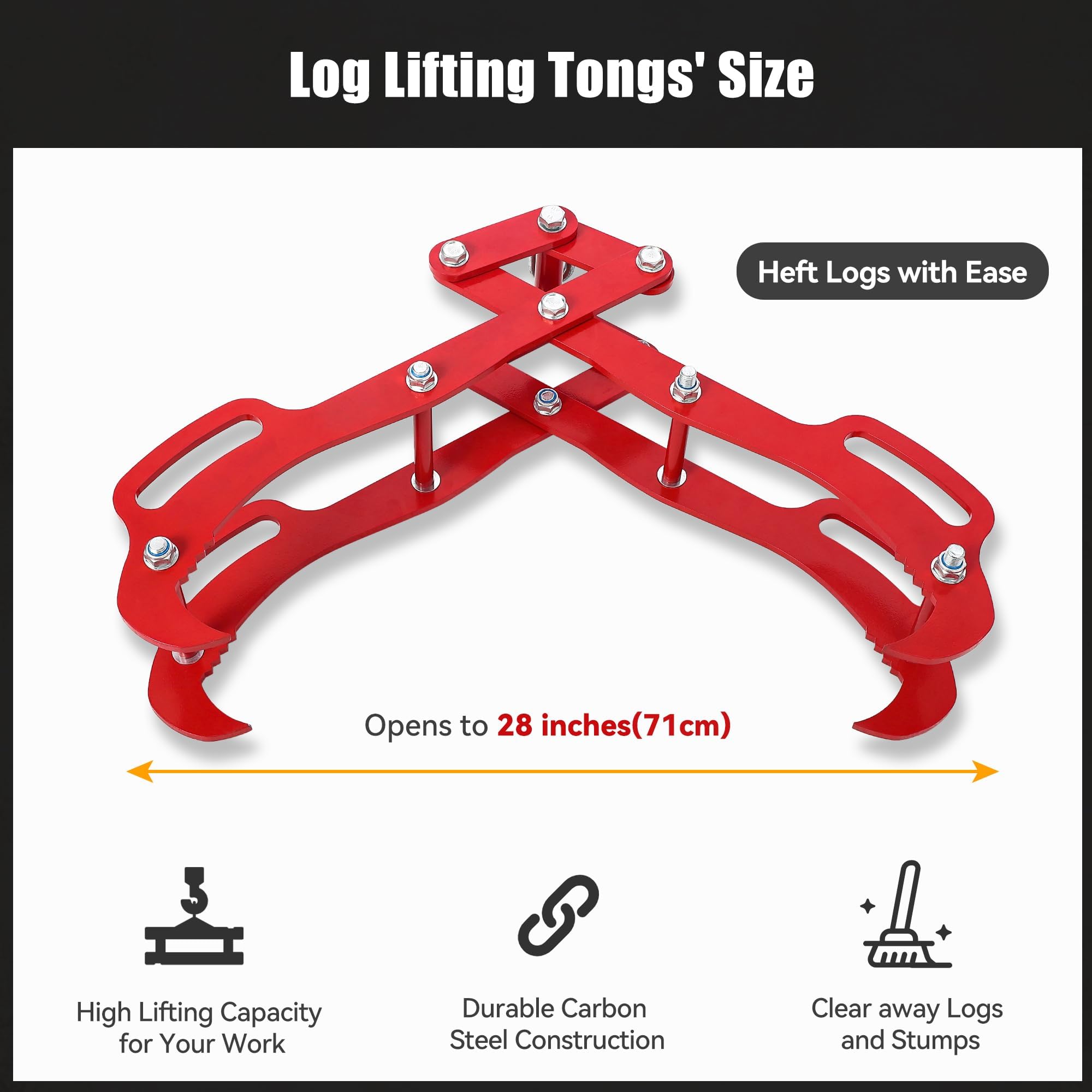 Snapklik.com : 28" Log Lifting Tongs, Log Tongs 4 Claw Timber Heavy ...