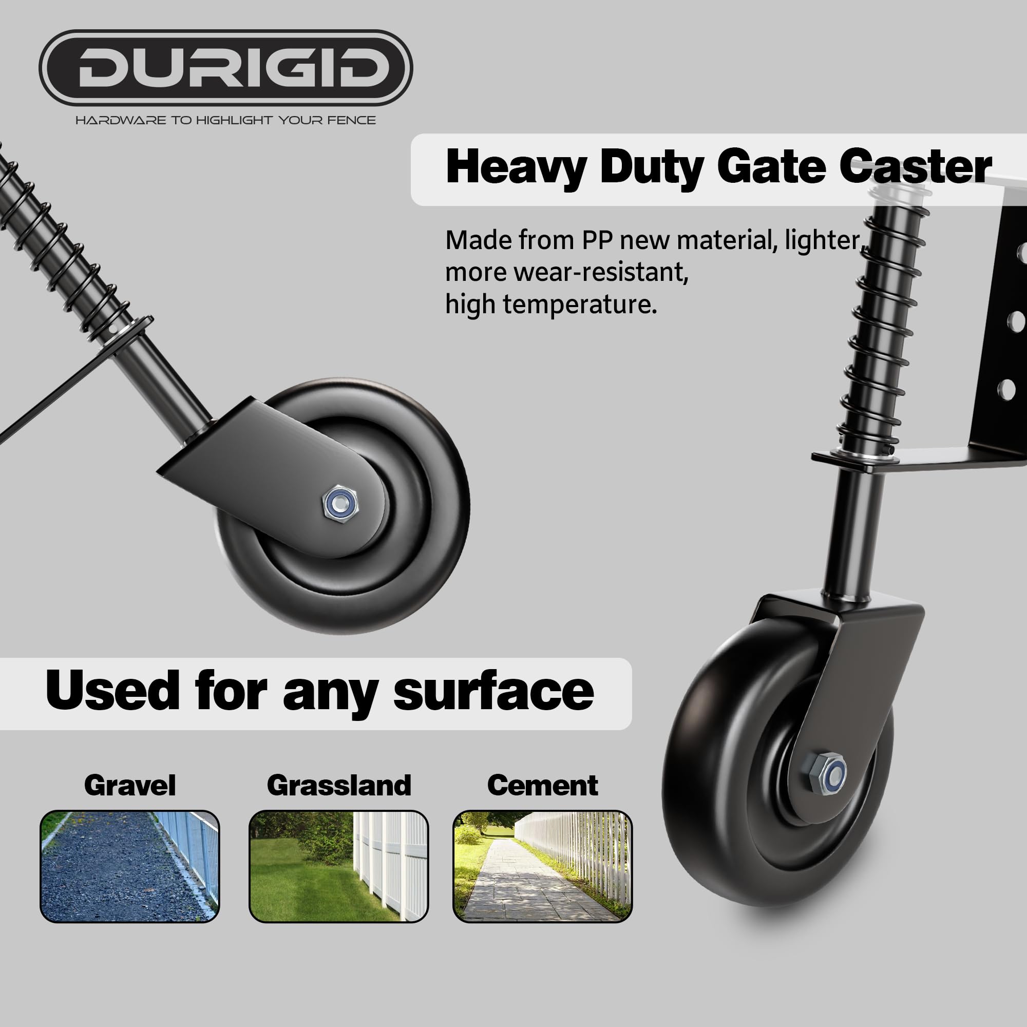 Snapklik.com : DURIGID 43” Spring Loaded Gate Caster Heavy Duty Gate ...