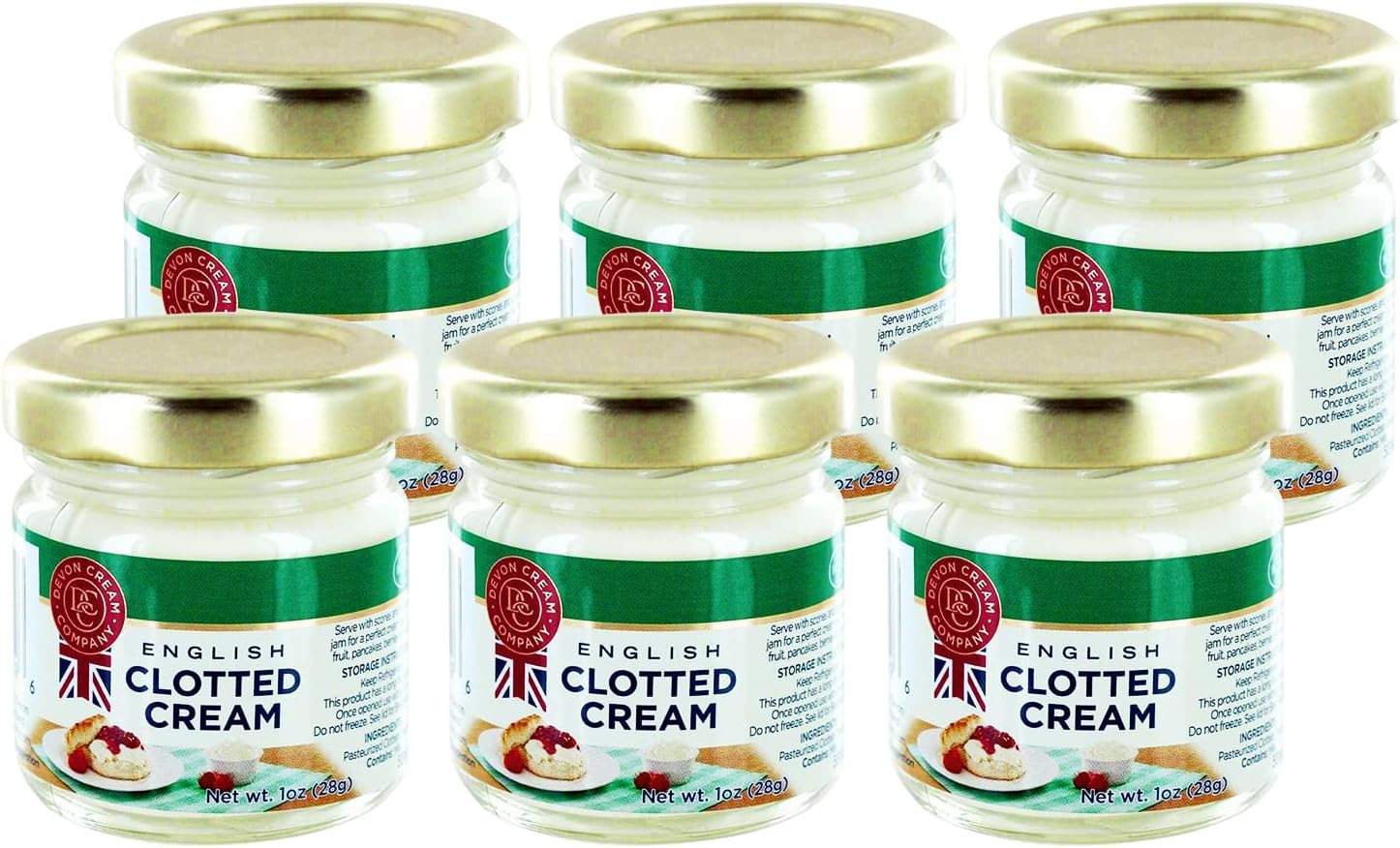 Clotted Cream Mini Jars - English Devon Cream - Long Shelf Life (6 ...
