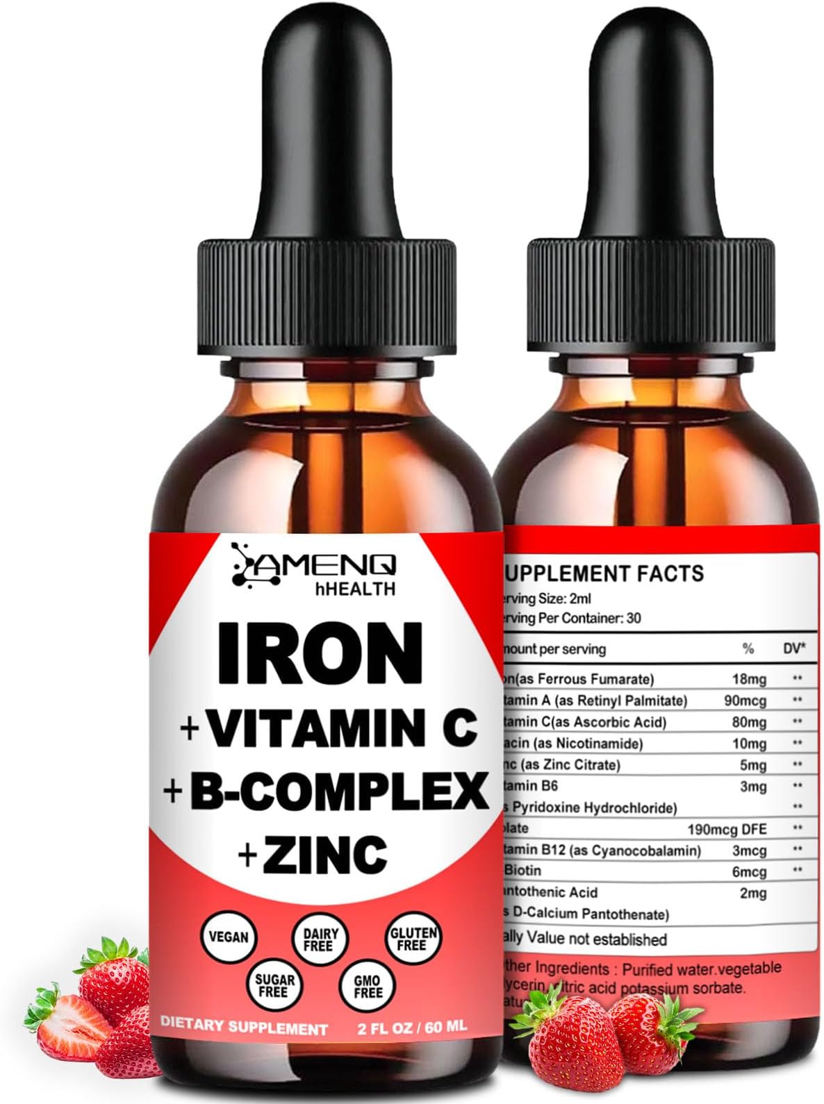 Amazon.com: Liquid Iron Supplement w/Vitamin C, A, B-Complex, Vegan ...