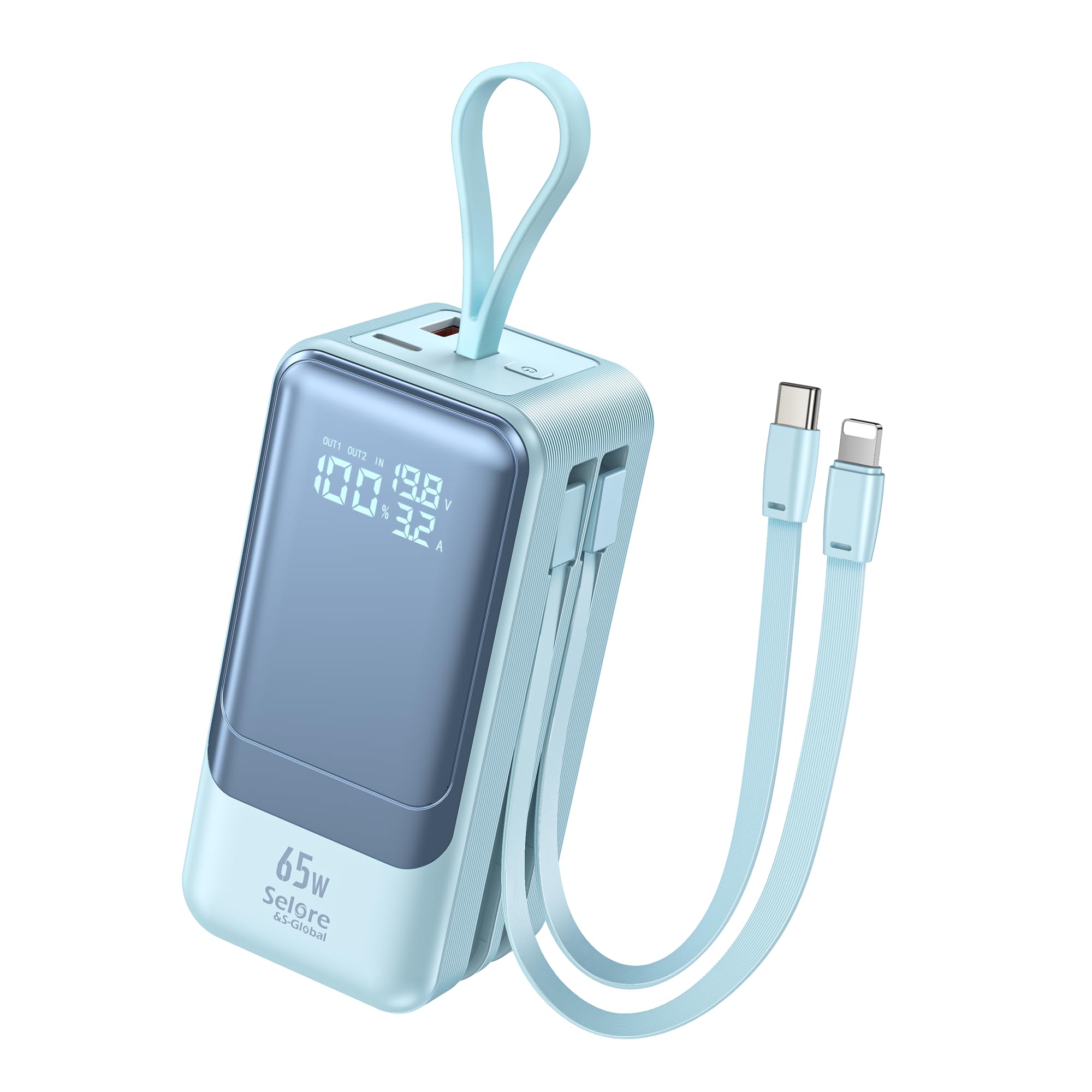 Amazon.com: Portable Charger with Built in Cable, Power Bank 65W ...