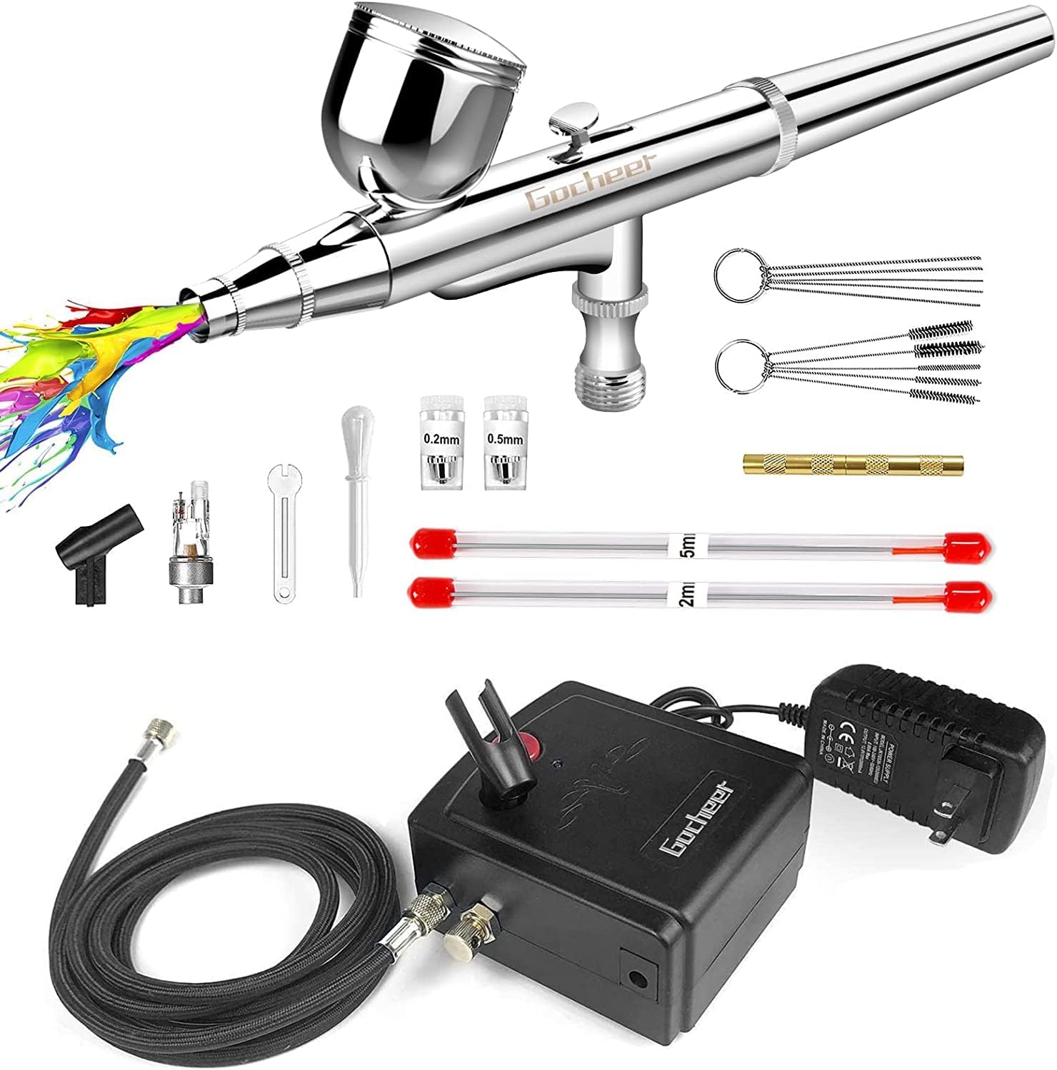 Amazon.com: Gocheer 30PSI Airbrush Kit with Compressor Dual Action Mini ...
