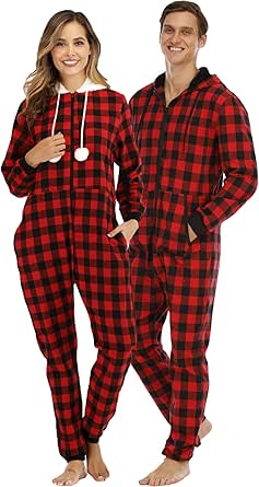 LUCKYMOONPJ Pijamas de Navidad a juego con capucha para parejas ...