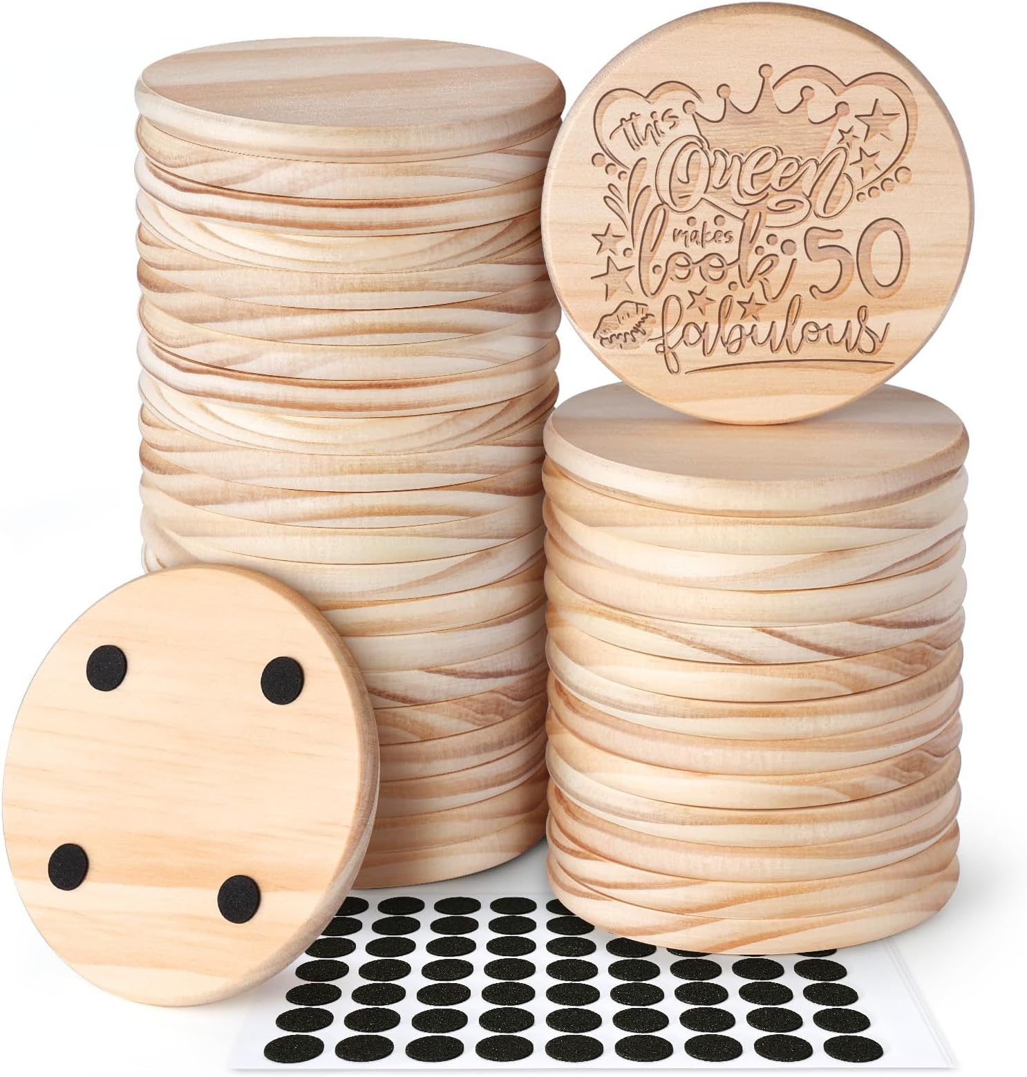 Amazon.com: 30 Pieces Unfinished Wood Coasters, 4 Inch Round Blank ...