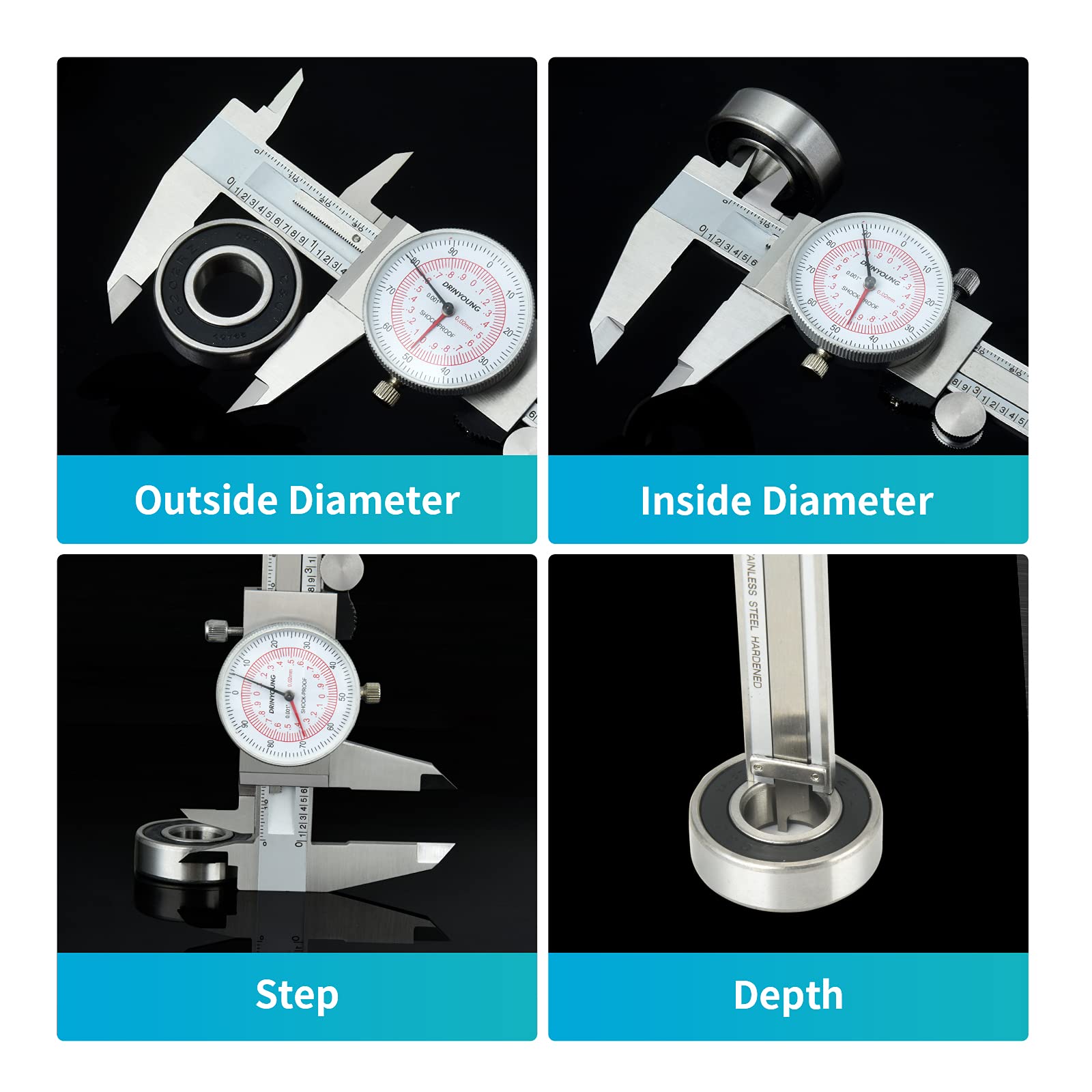 Snapklik.com : Dial Caliper 6" 150mm Dual Reading Scale Metric System 6 ...