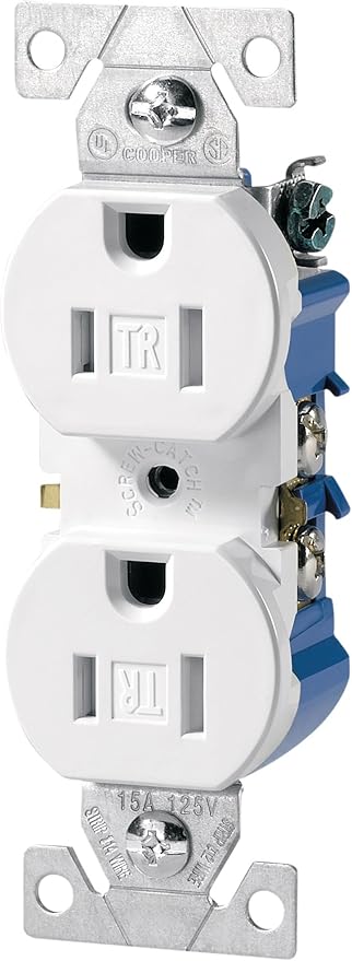 EATON TR270W Duplex Grounding Receptacle, White : COOPER WIRING: Amazon ...