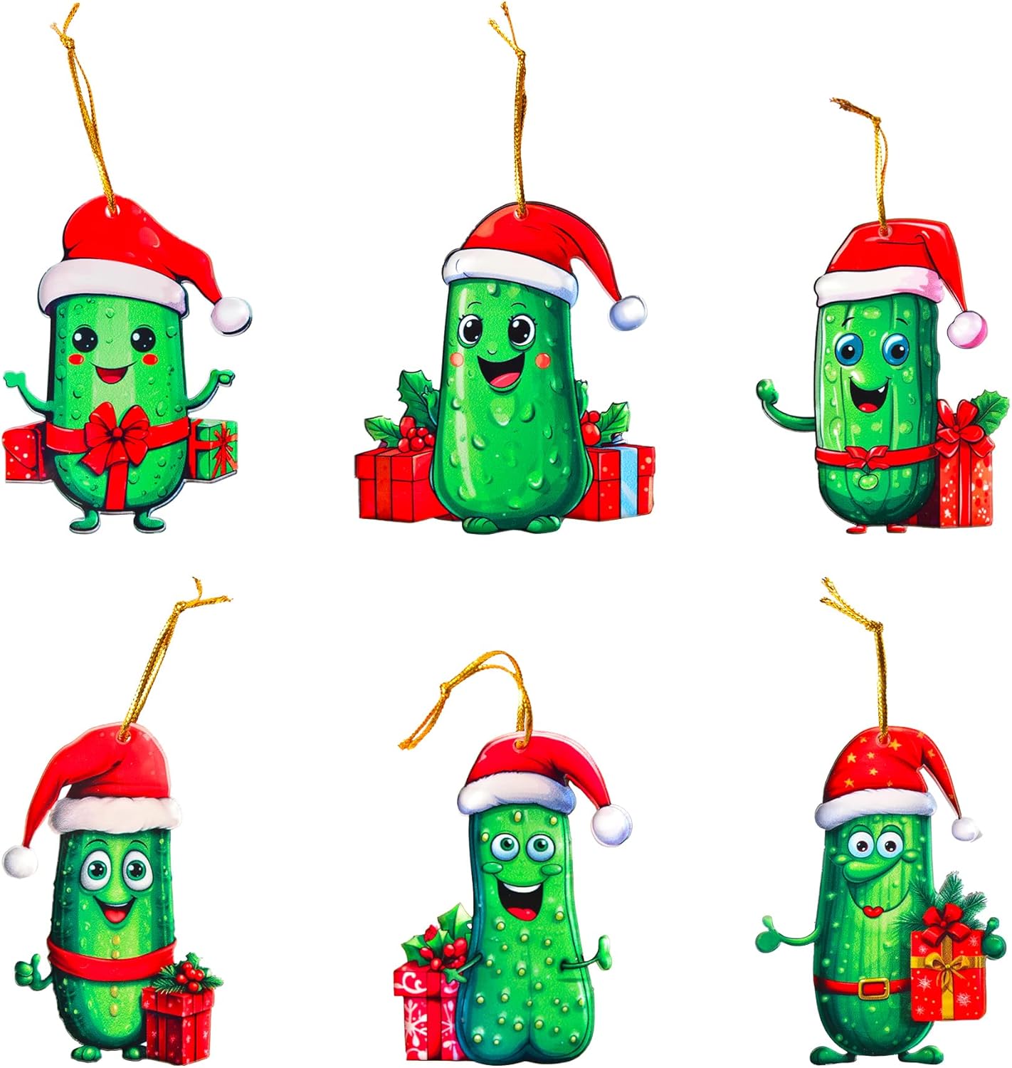 Amazon.com: Stcomart 6pcs Acrylic Christmas Pickle Ornament, Yodeling ...