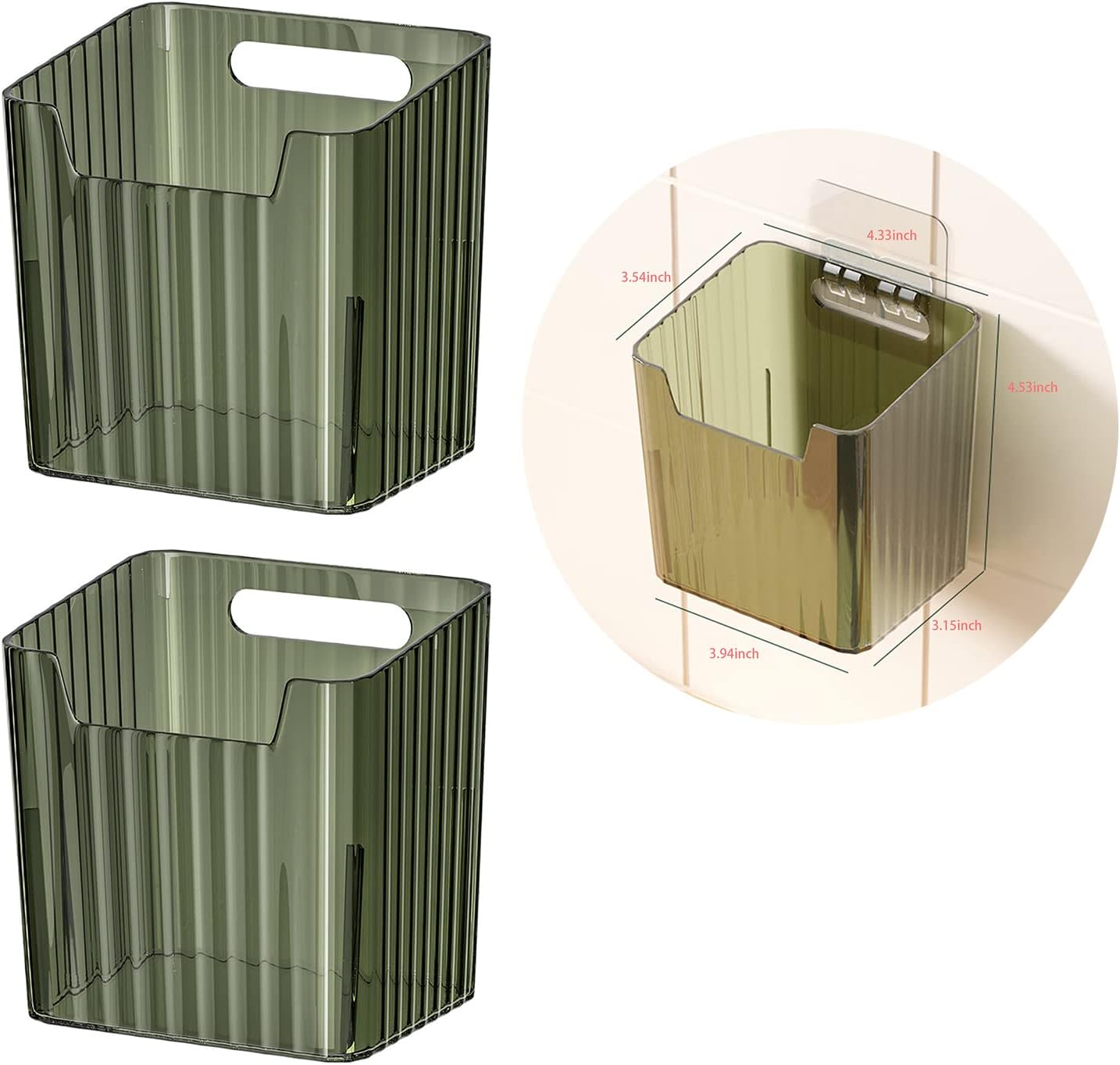 Amazon.com: Set of 2 Storage Organizer Bins Wall Mounted Floating ...