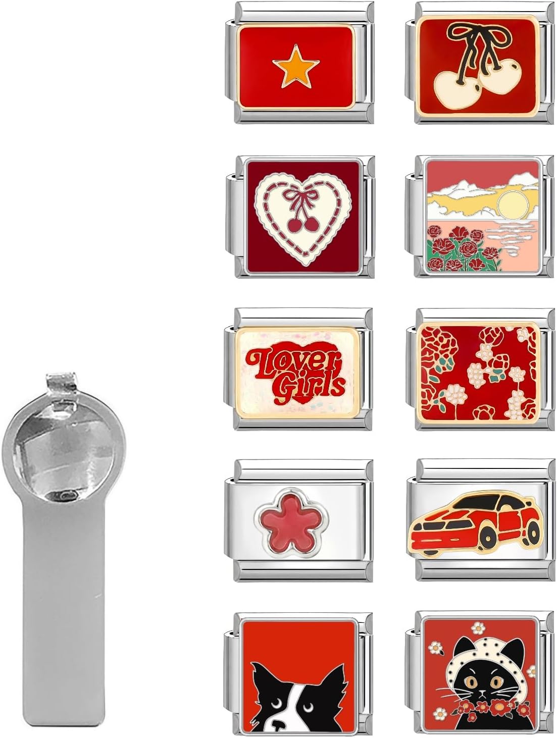 Amazon.com: papasgix Italian Charm Bracelet Charms Silver Pack Links ...