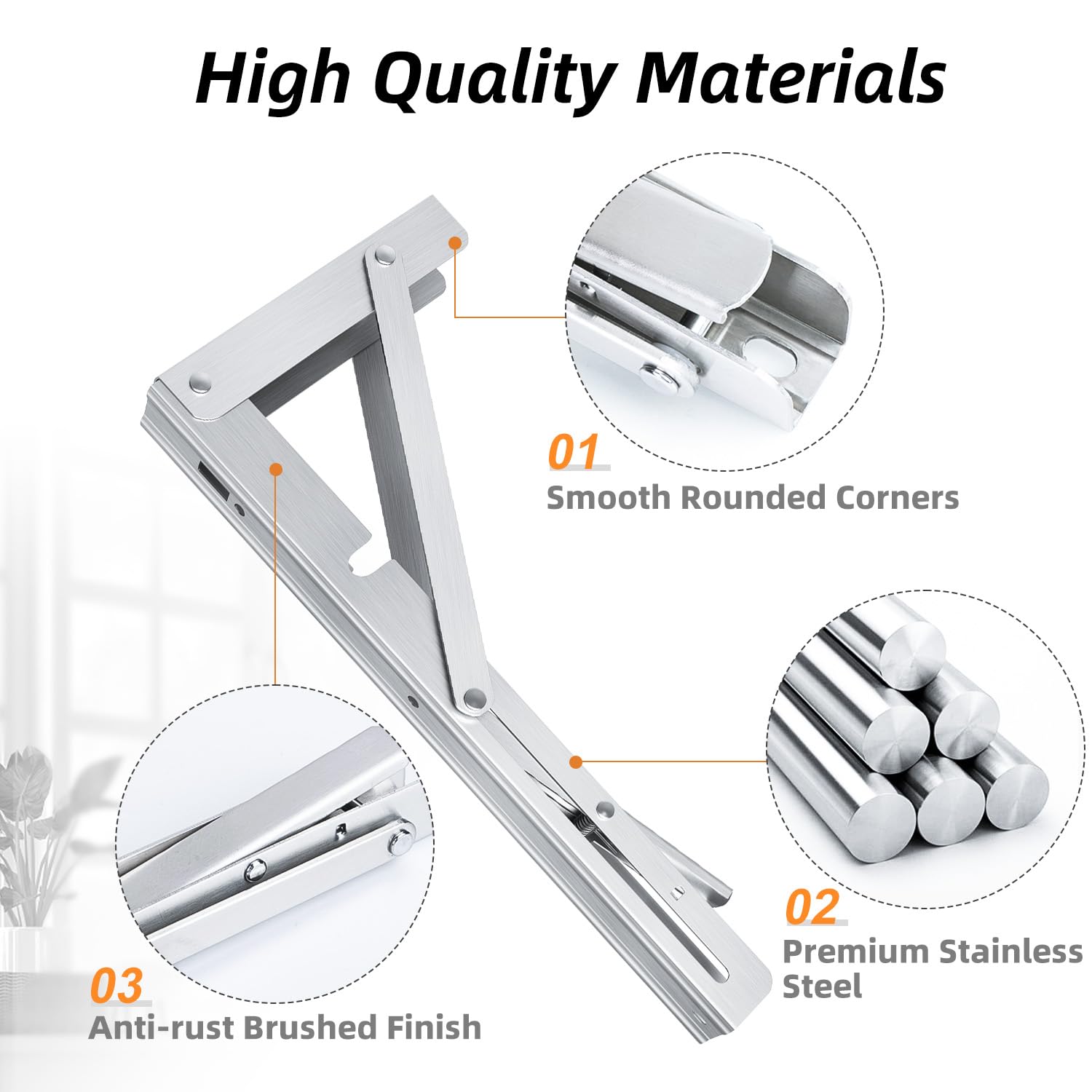 Snapklik.com : LuckIn 12 Inch Folding Shelf Brackets Heavy Duty ...