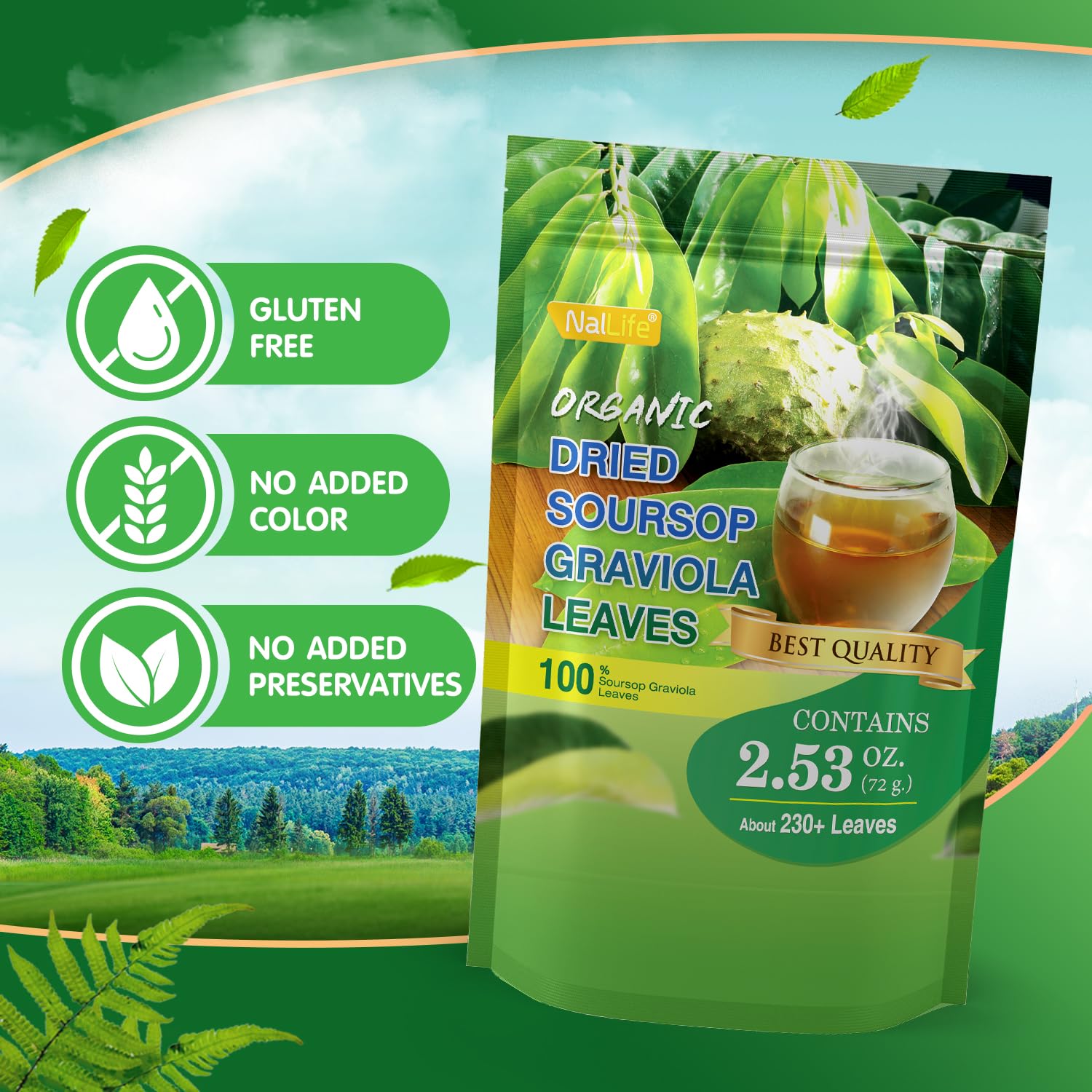 Soursop Leaves NalLife For Tea - 100% Natural Dried Leaves, 100 Count ...