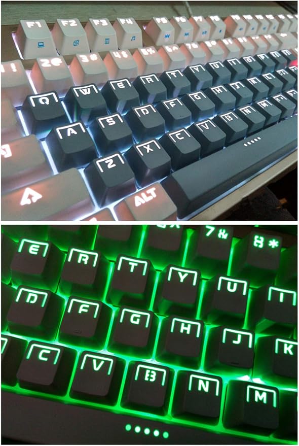 Amazon.com: 104 Keys Light Ring Halo Backlit Keycaps Doubleshot Key Cap ...