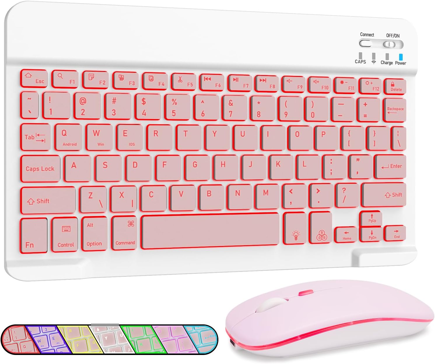 Amazon.com: 7 Colors Backlit Universal Bluetooth Keyboard and Mouse ...