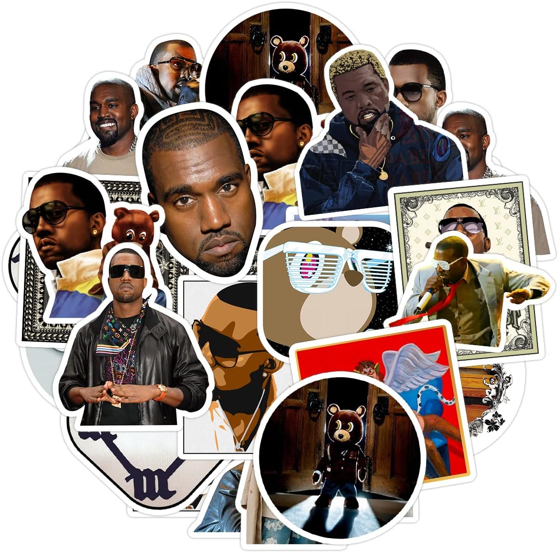 Amazon.com: 20 Pcs Stickers Pack Kanye Colorful West Waterproof Vinyl ...
